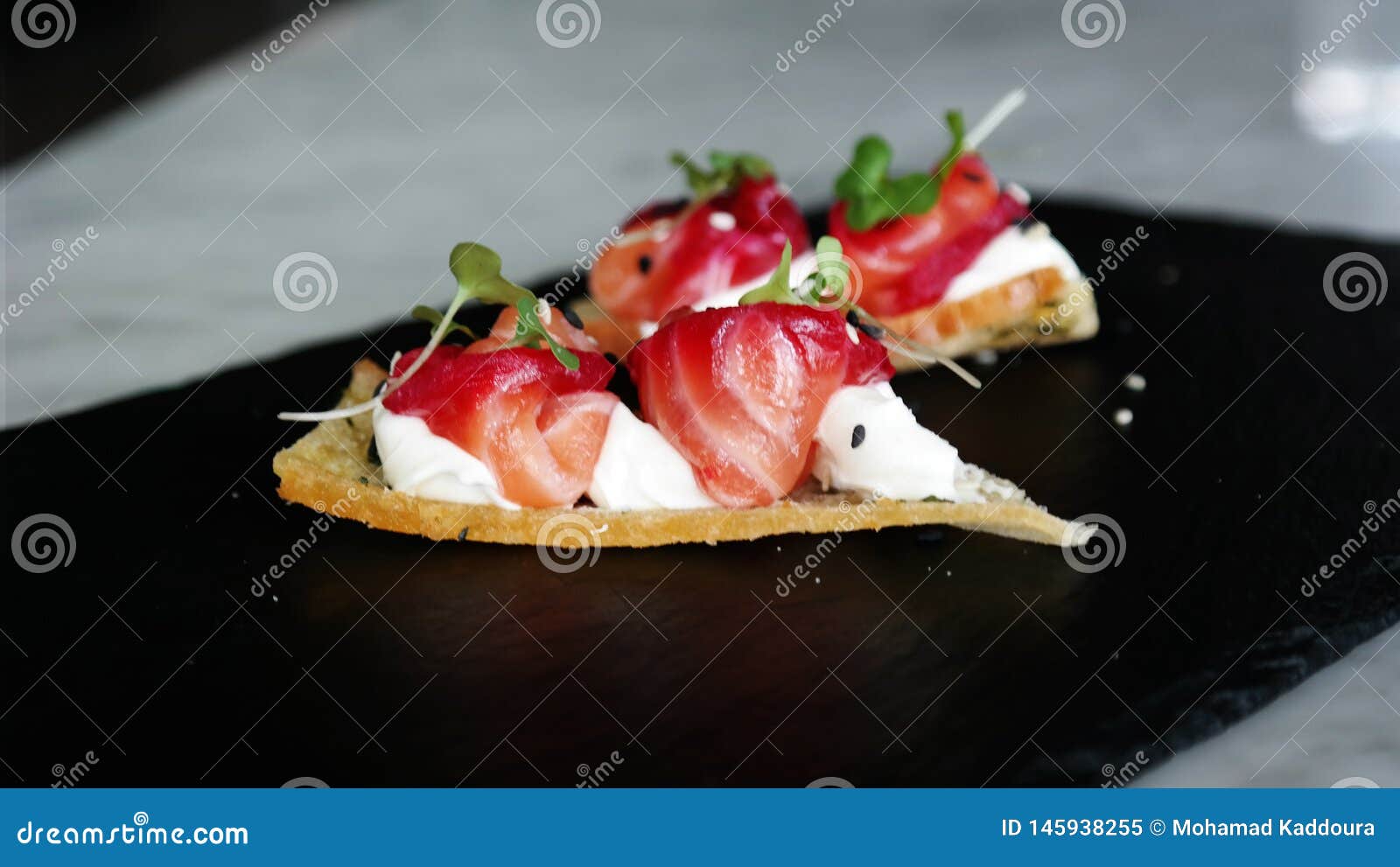 Delicious Amuse Bouche Appetizer, Cured Salmon with Beetroot, Chess and ...