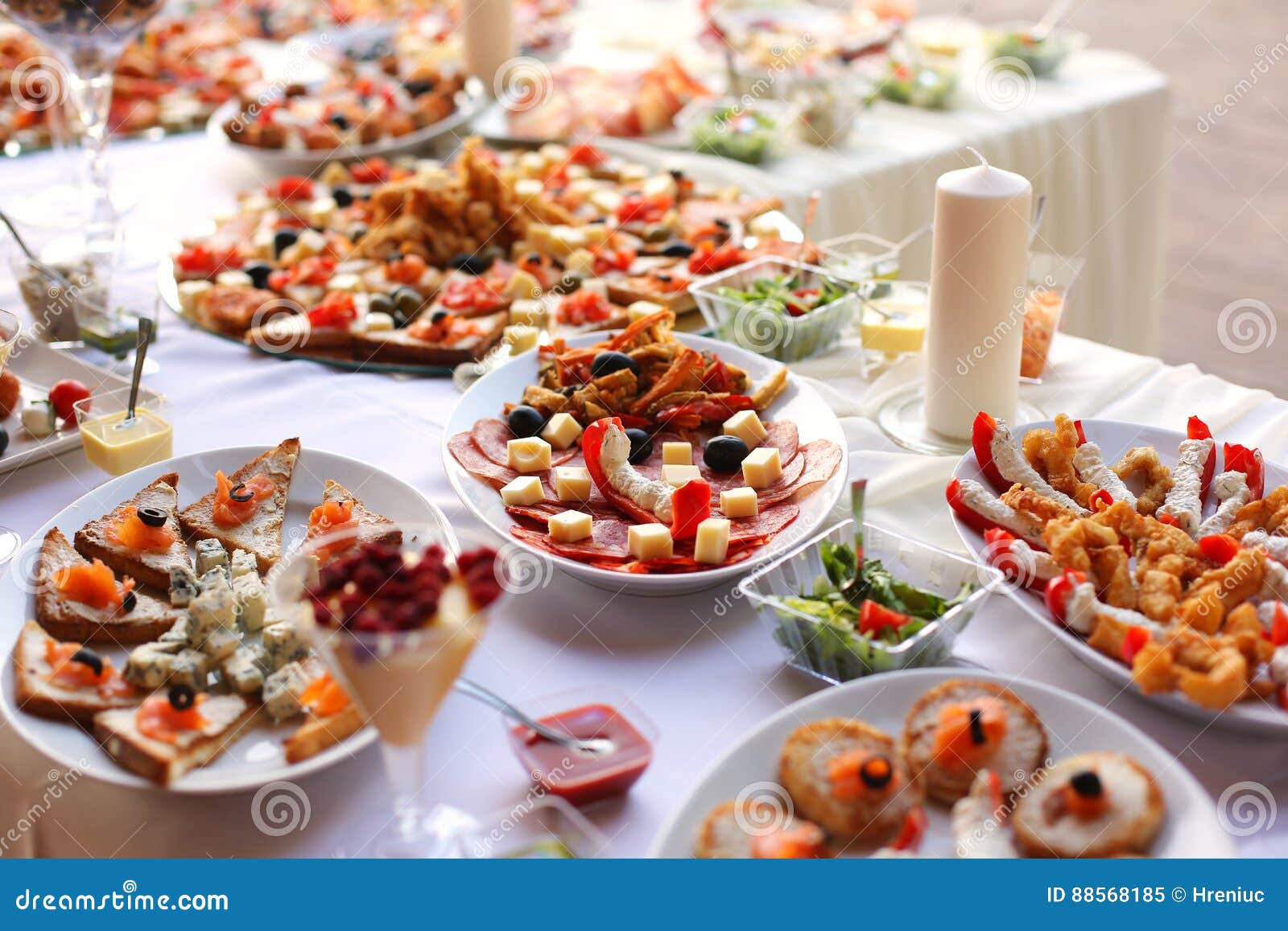Delicious Appetizers on Buffet Stock Image - Image of aperitif, plate ...