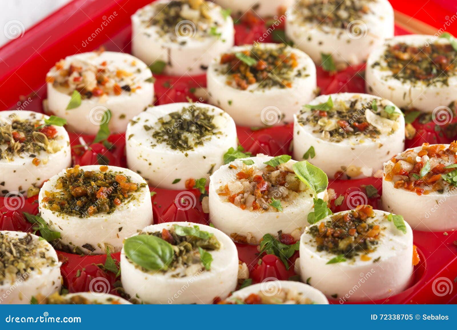 Delicious Appetizers with Cheese Stock Image - Image of basil ...