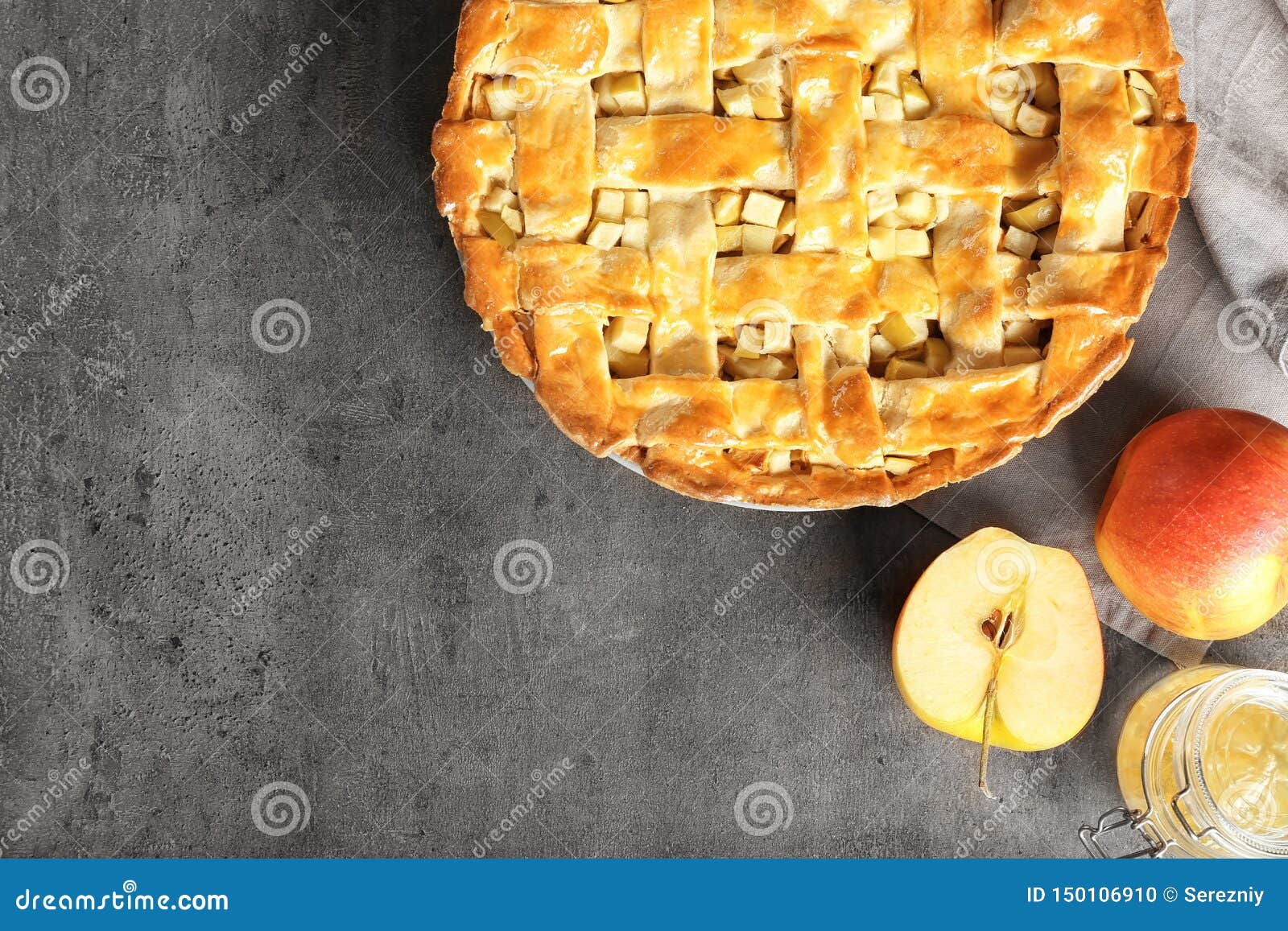 Delicious Apple Pie on Table Stock Photo - Image of napkin, crust ...