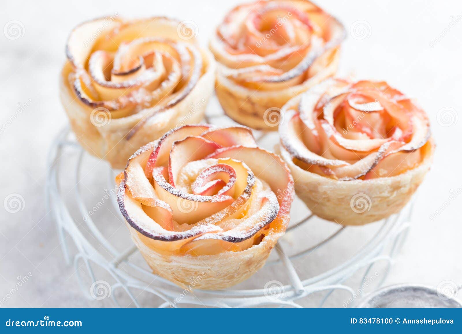 Delicious Apple Roses Puff Pastry Cakes Stock Photo - Image of ...