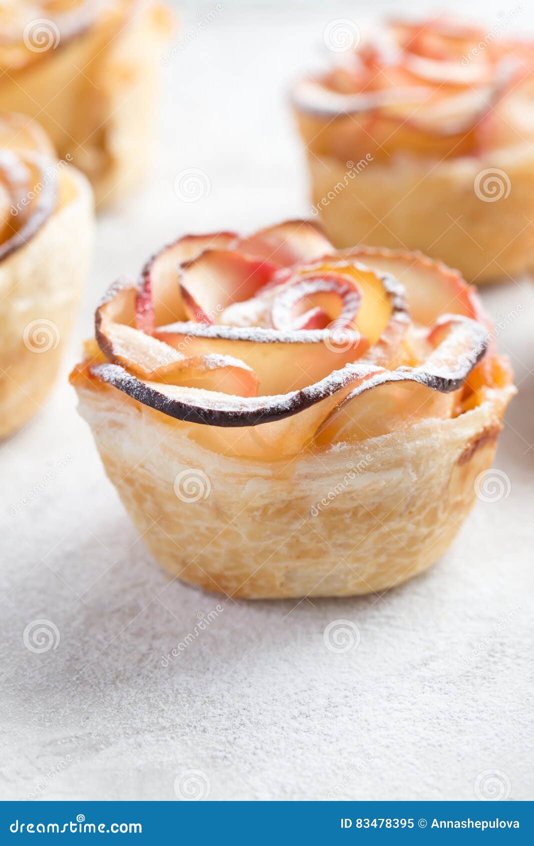 Delicious Apple Roses Puff Pastry Cakes Stock Image - Image of ...
