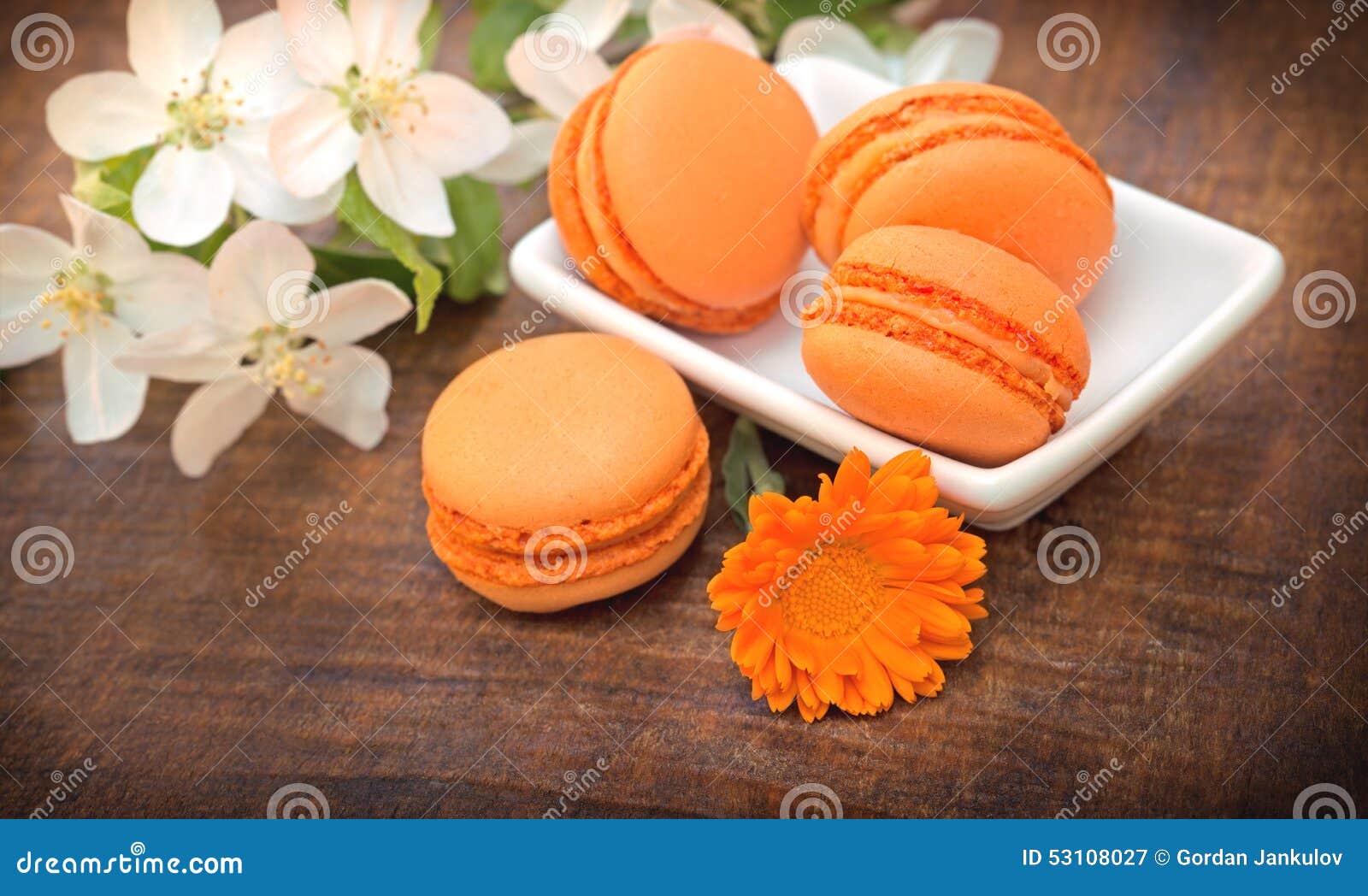 Delicious Apricot Cakes (macaroon - Macaron) Stock Image - Image of ...