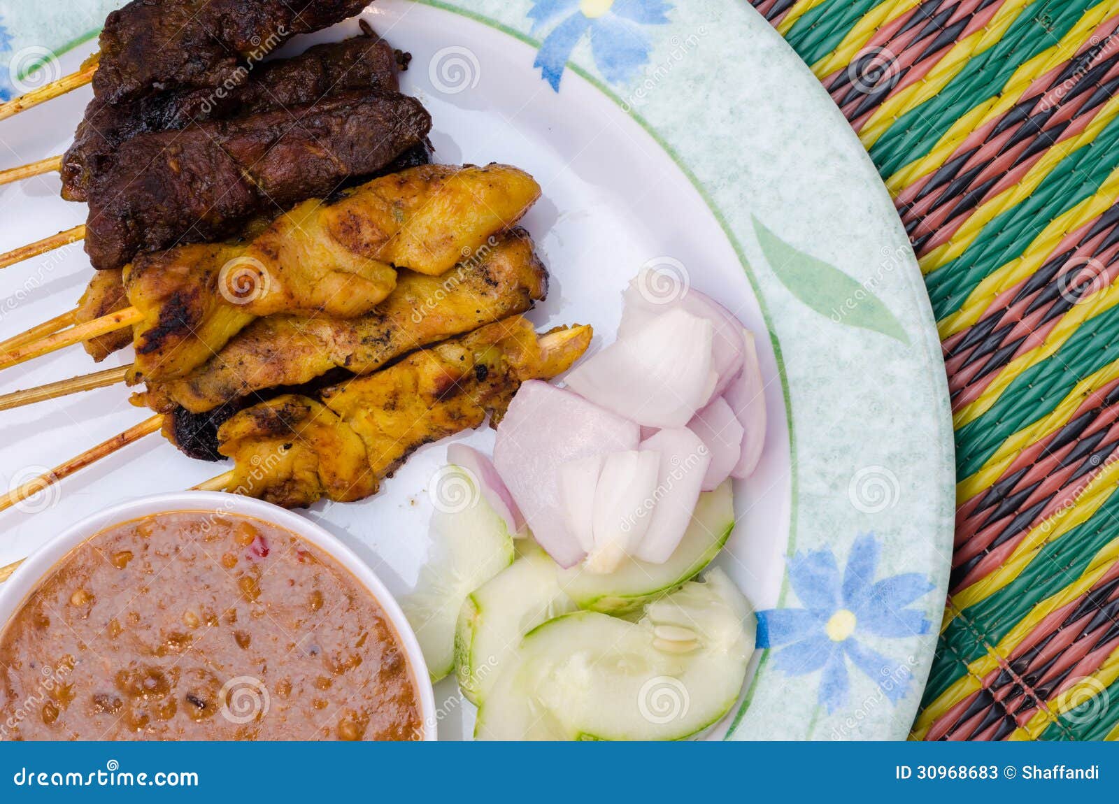 Delicious Asian Cuisine Chicken and Beef Satay Stock Image - Image of ...