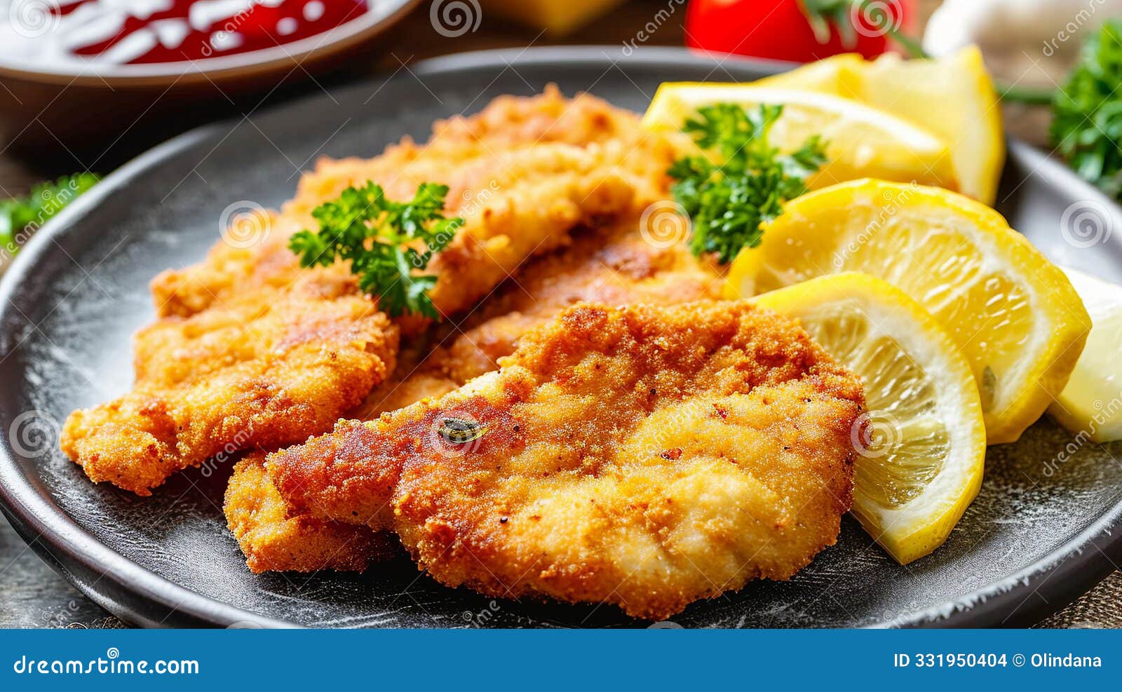 Delicious Authentic Breaded and Deep-fried Wiener Schnitzel Served with ...