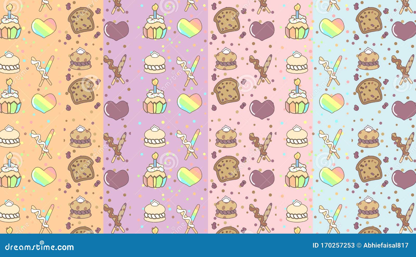 Delicious Bakery Background Pattern Cartoon Vector Illustration Stock ...