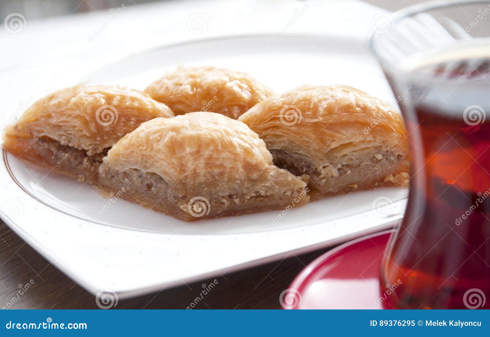 Baklava and tea stock image. Image of turkish, cultures - 89376295