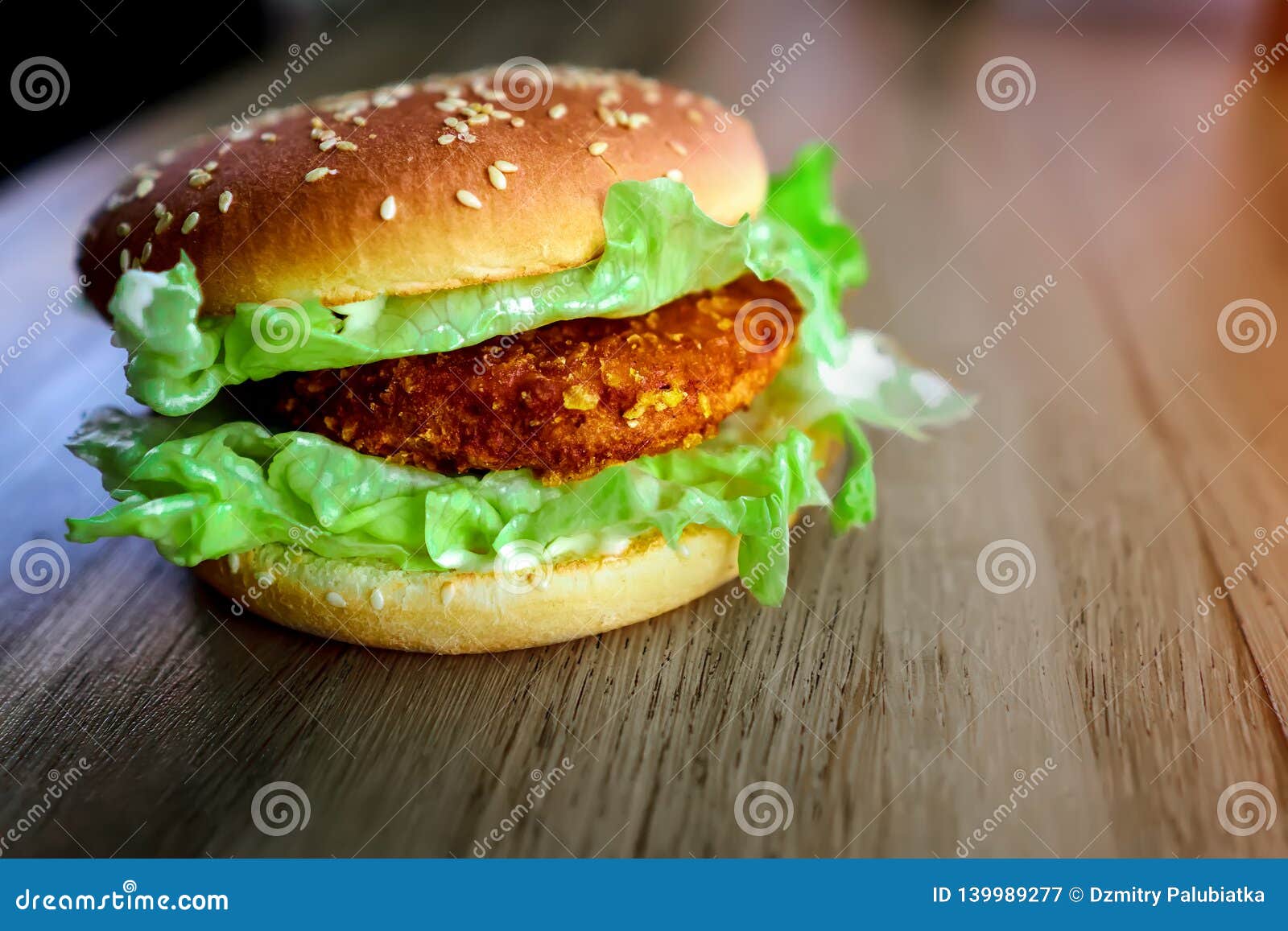 Delicious and Beautiful Burger on the Table Stock Image - Image of ...
