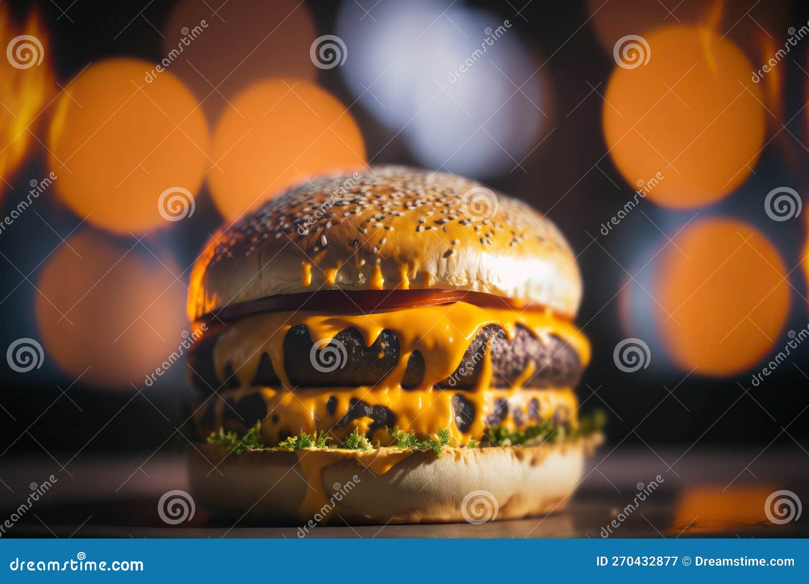 Delicious Beef Burger with Double Patty and Melted Cheddar Cheese Stock ...