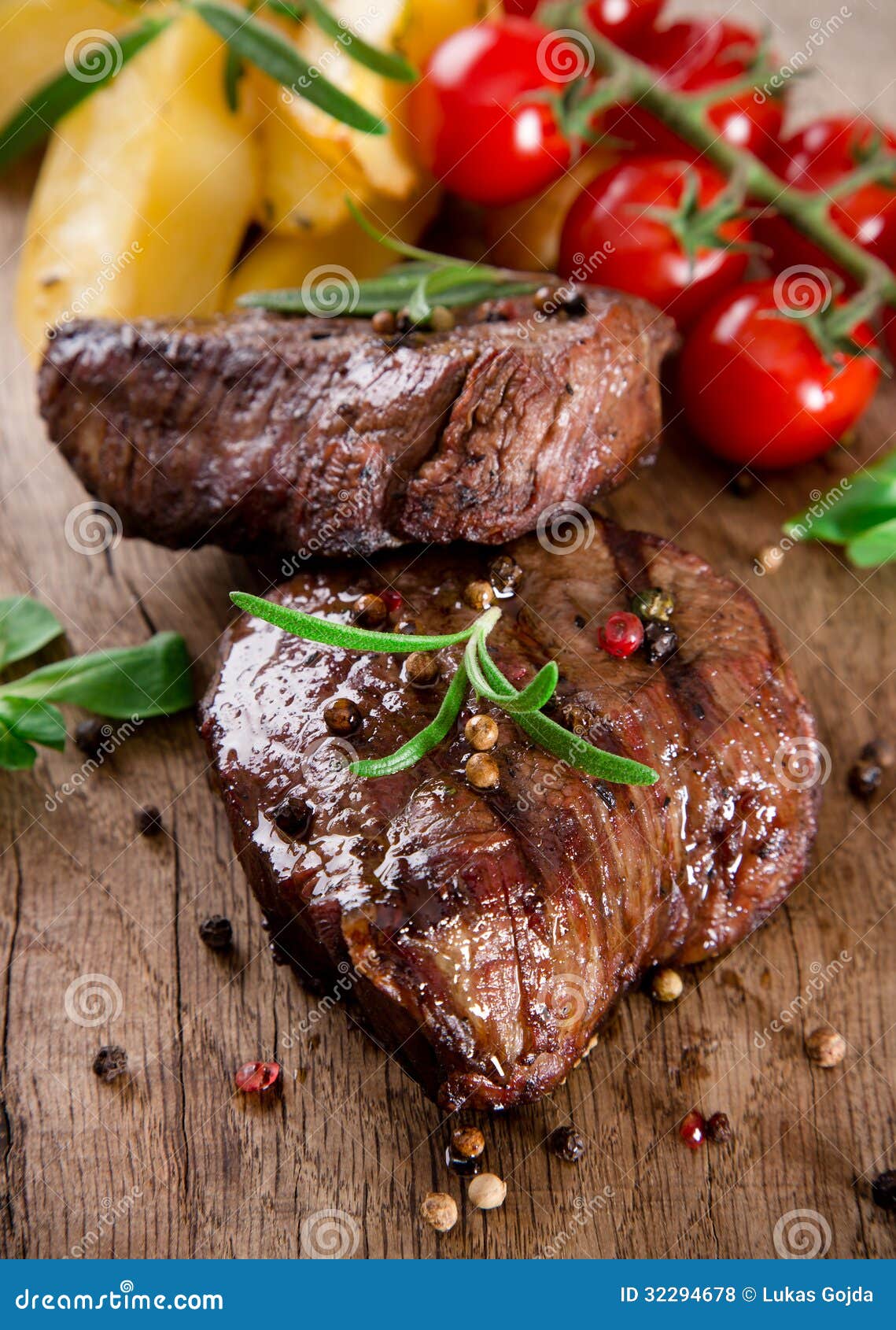 Delicious beef steaks stock photo. Image of fire, product - 32294678