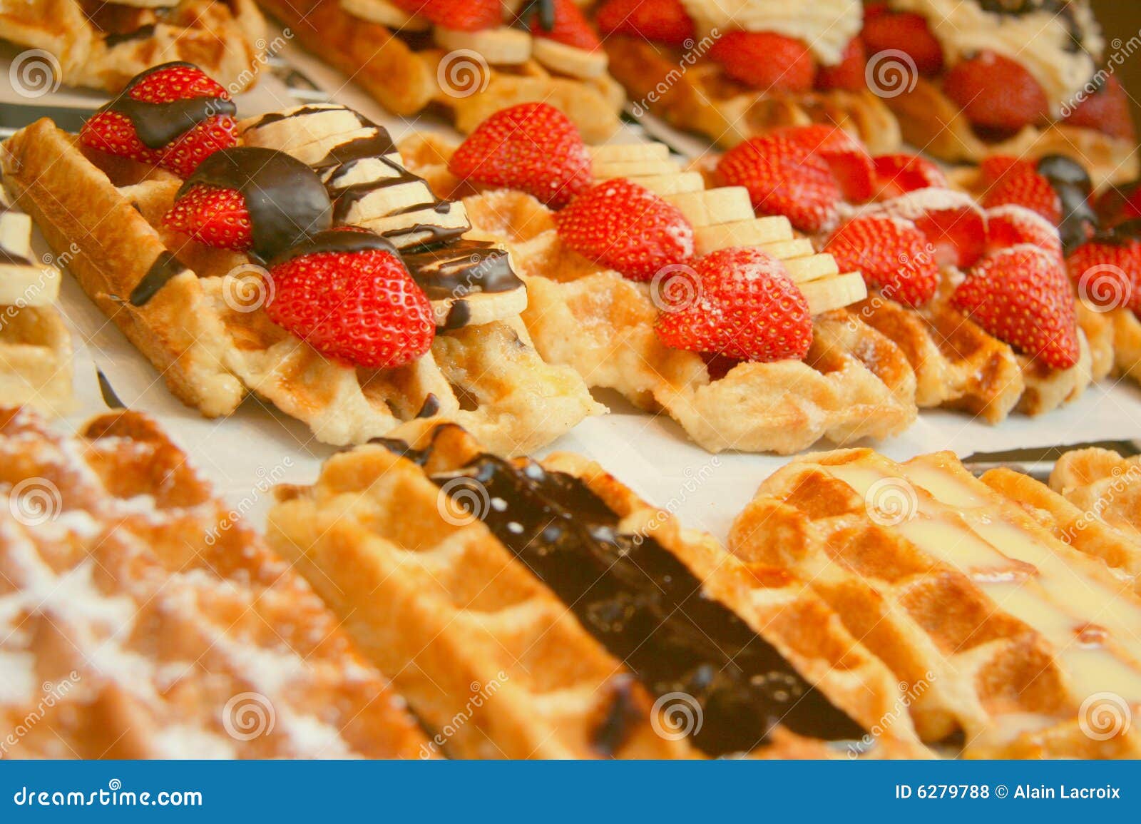 Delicious belgian waffles stock photo. Image of banana - 6279788