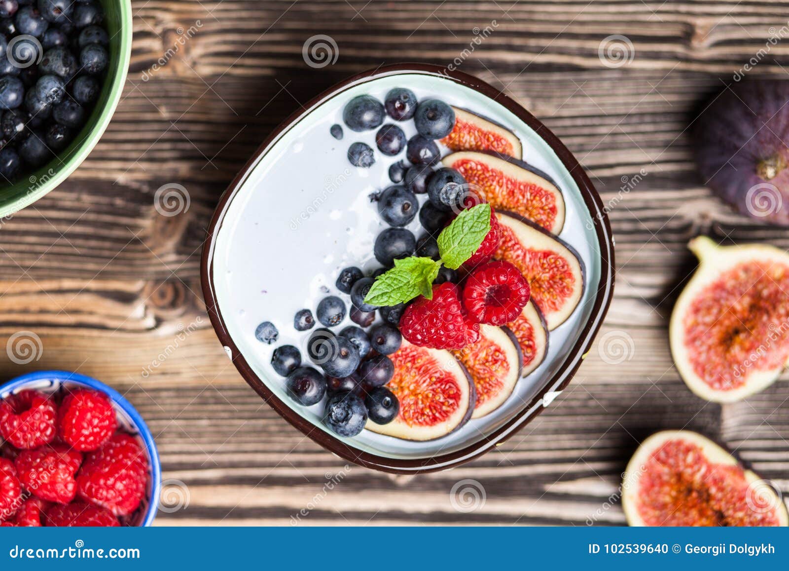 Delicious Blueberry and Fig Yoghurt Stock Photo - Image of delicious ...