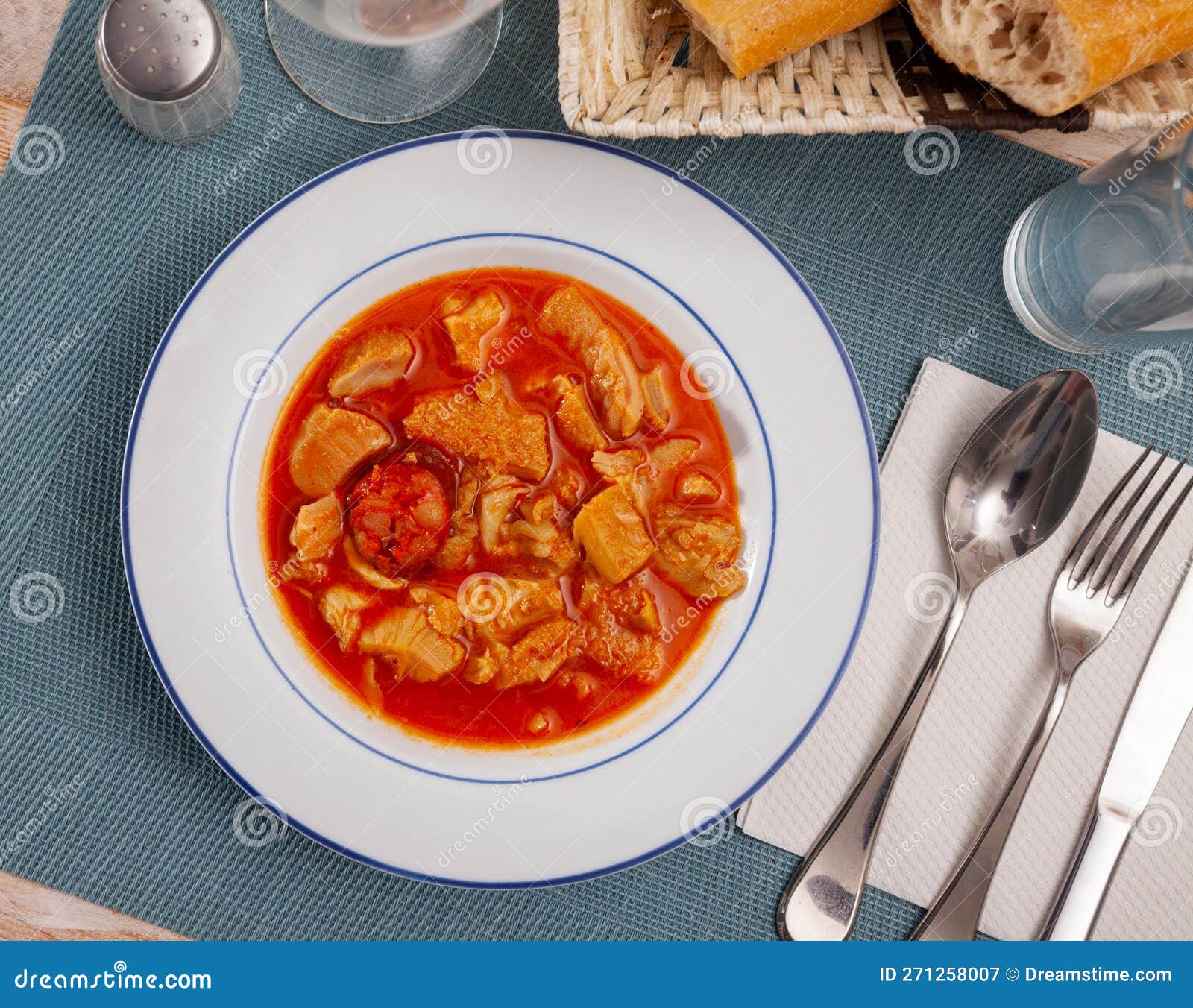 Delicious Boiled Beef Tripe with Chorizo and Broth Stock Image - Image ...