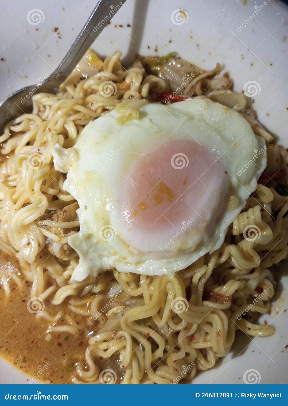 Delicious Boiled Instant Noodles with Additional Topping of Half-boiled ...