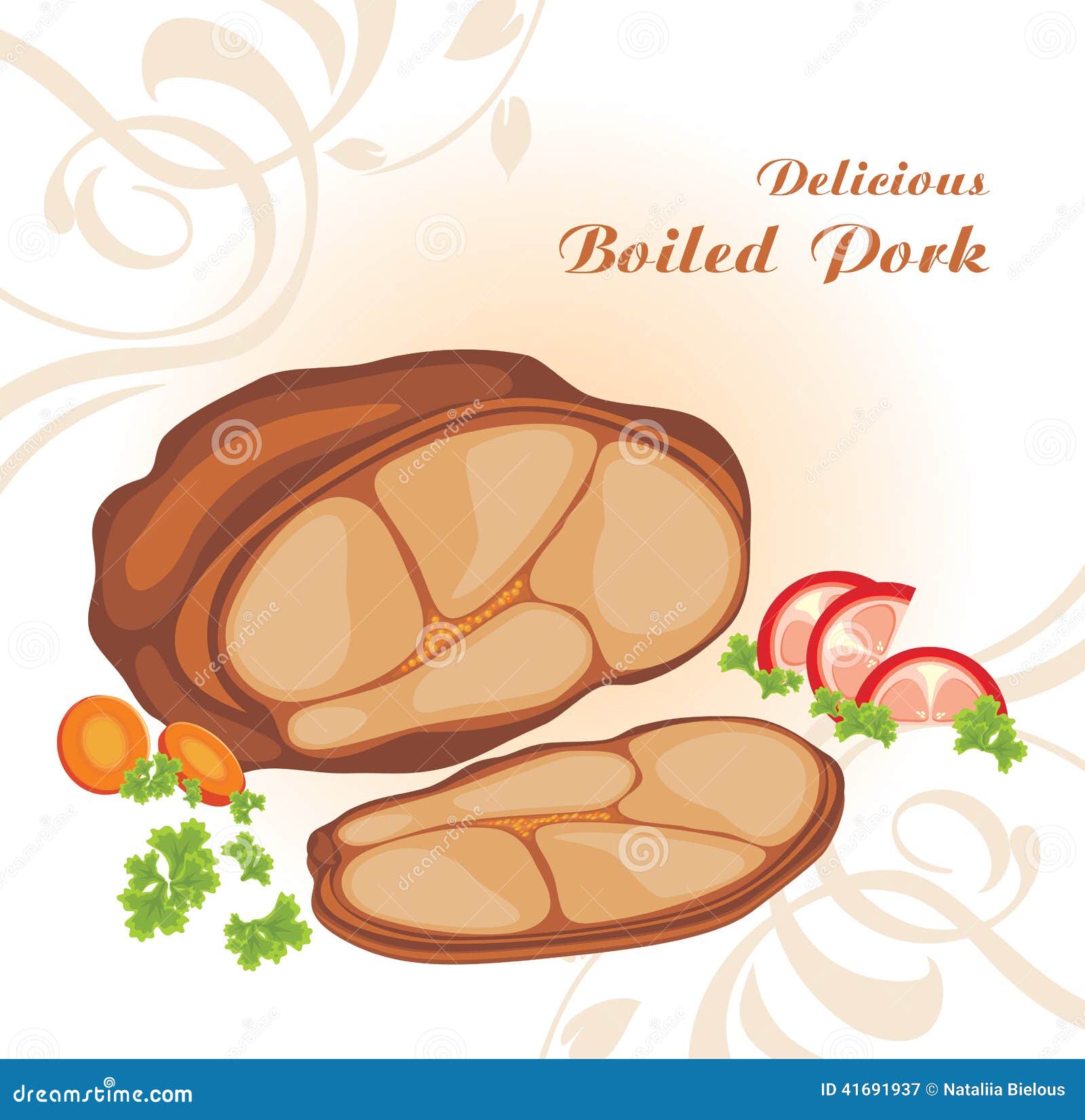 Delicious Boiled Pork. Label for Menu Design Stock Vector ...