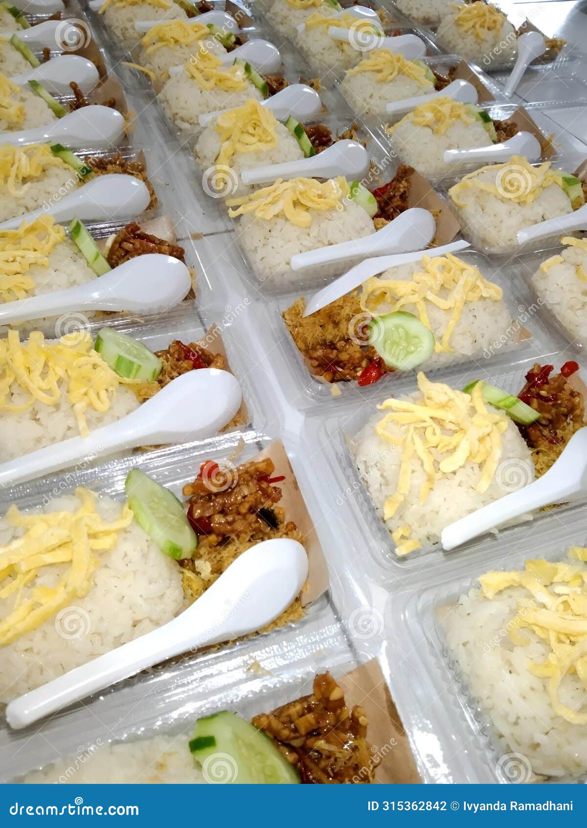 Delicious Boxed Rice with Egg and Dried Tempeh As a Side Dish Stock ...