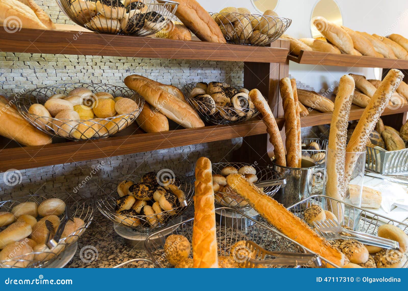 Delicious Bread on Counter Shop Stock Photo - Image of fresh, holding ...