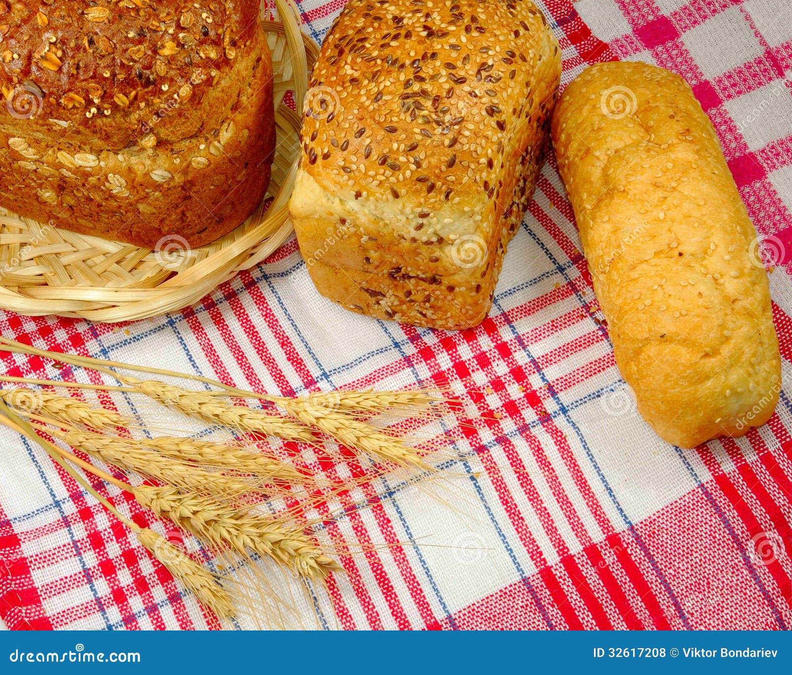 Delicious Bread on the Tablecloth Stock Photo - Image of closeup, baked ...