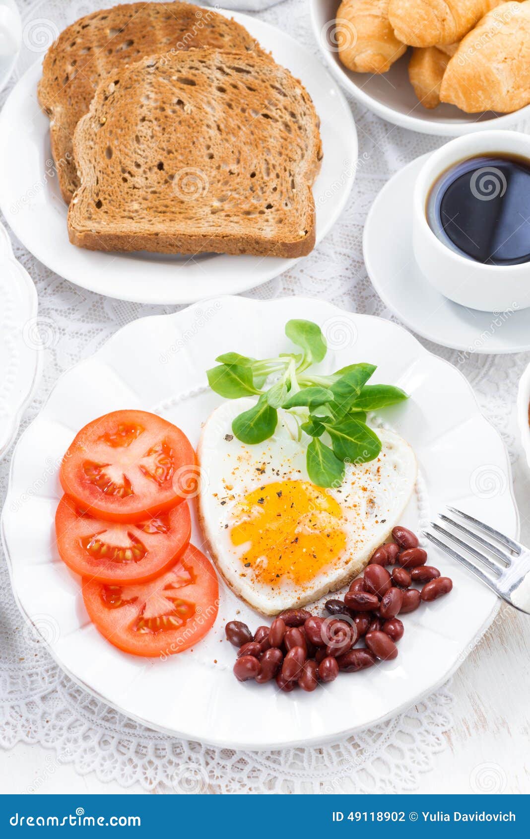 Delicious Breakfast for Valentine S Day, Vertical, Top View Stock Photo ...