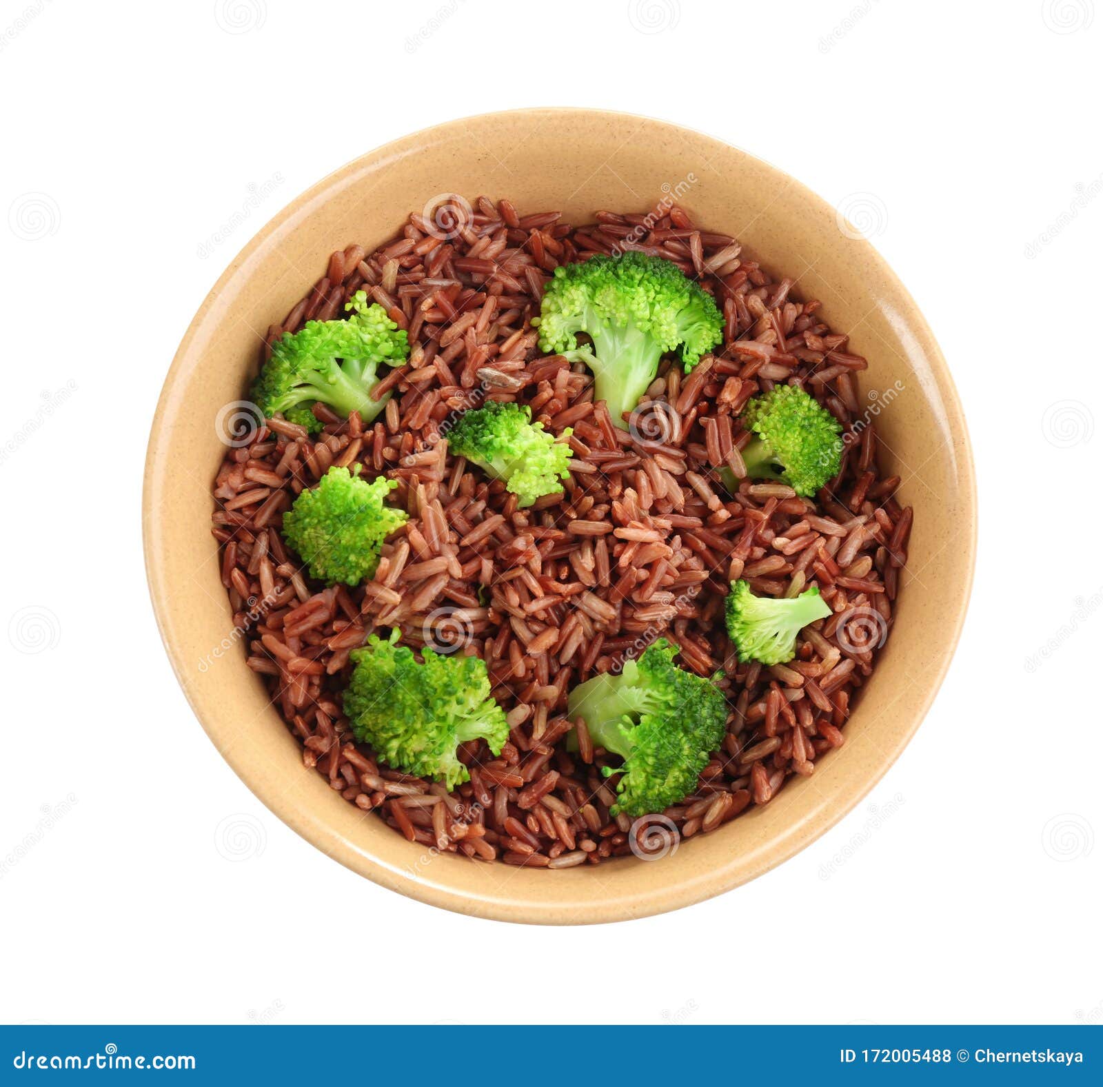 Delicious Brown Rice in Bowl Isolated on White Stock Photo - Image of ...