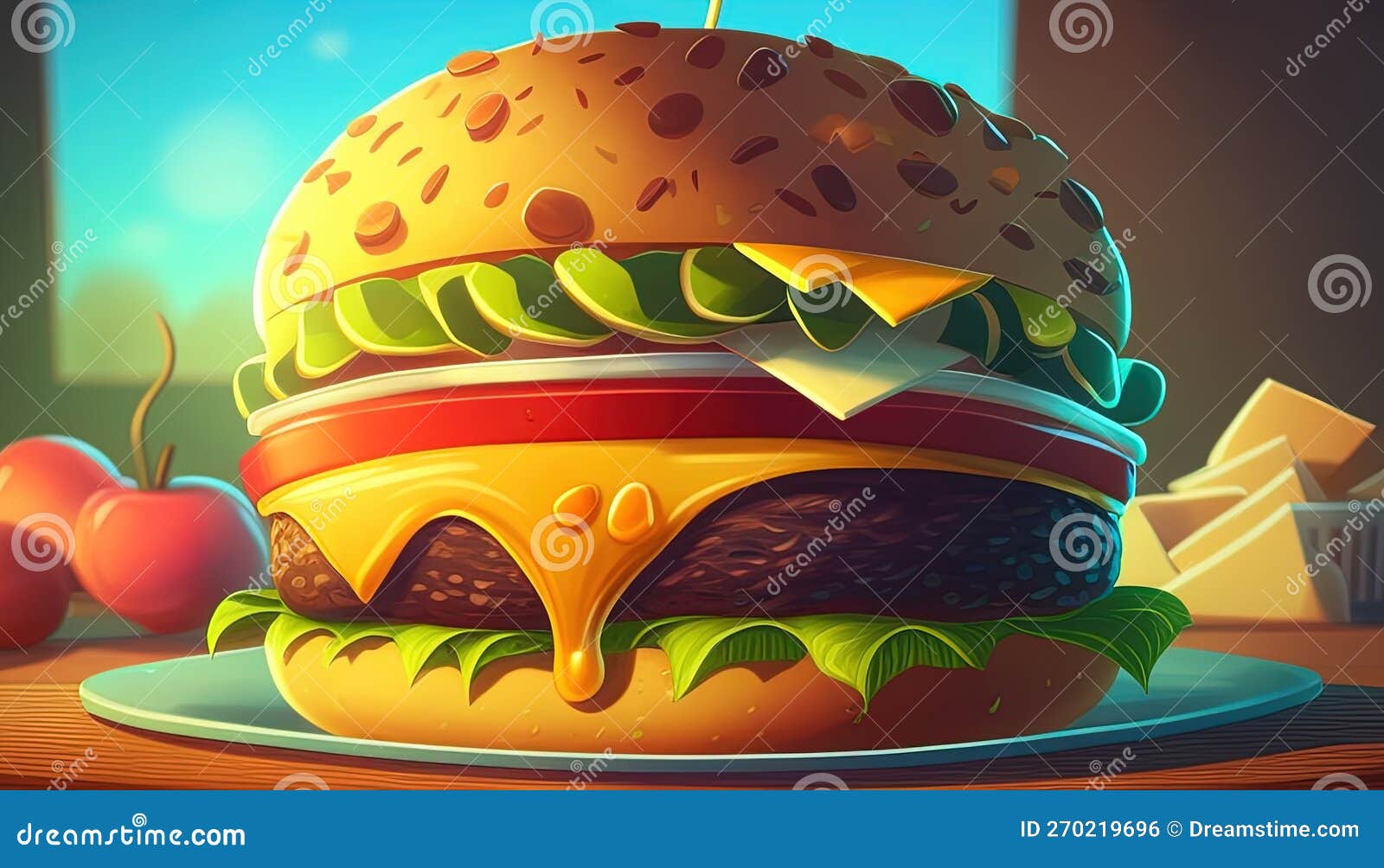 Delicious Burger with Beef Patty, Melted Cheese, Lettuce, and Bun Stock ...