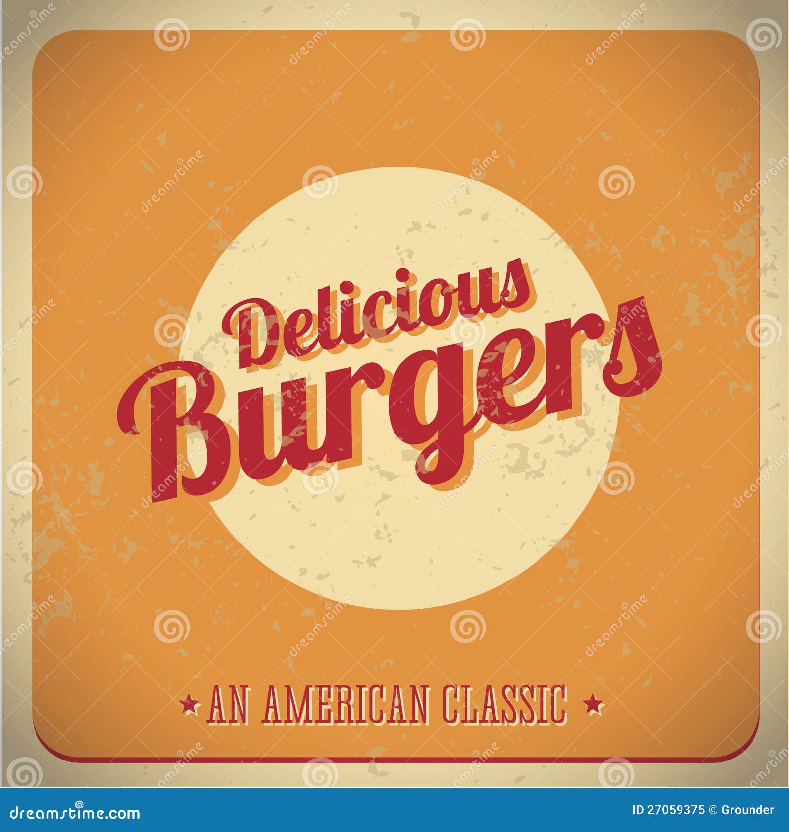 Delicious Burger Vintage American Classic Stock Vector - Illustration ...