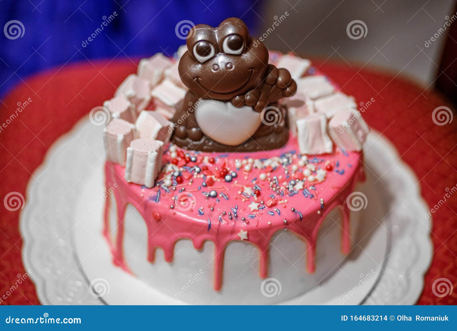 Delicious Cake with Chocolate Toad and Marshmallows. the Concept of ...