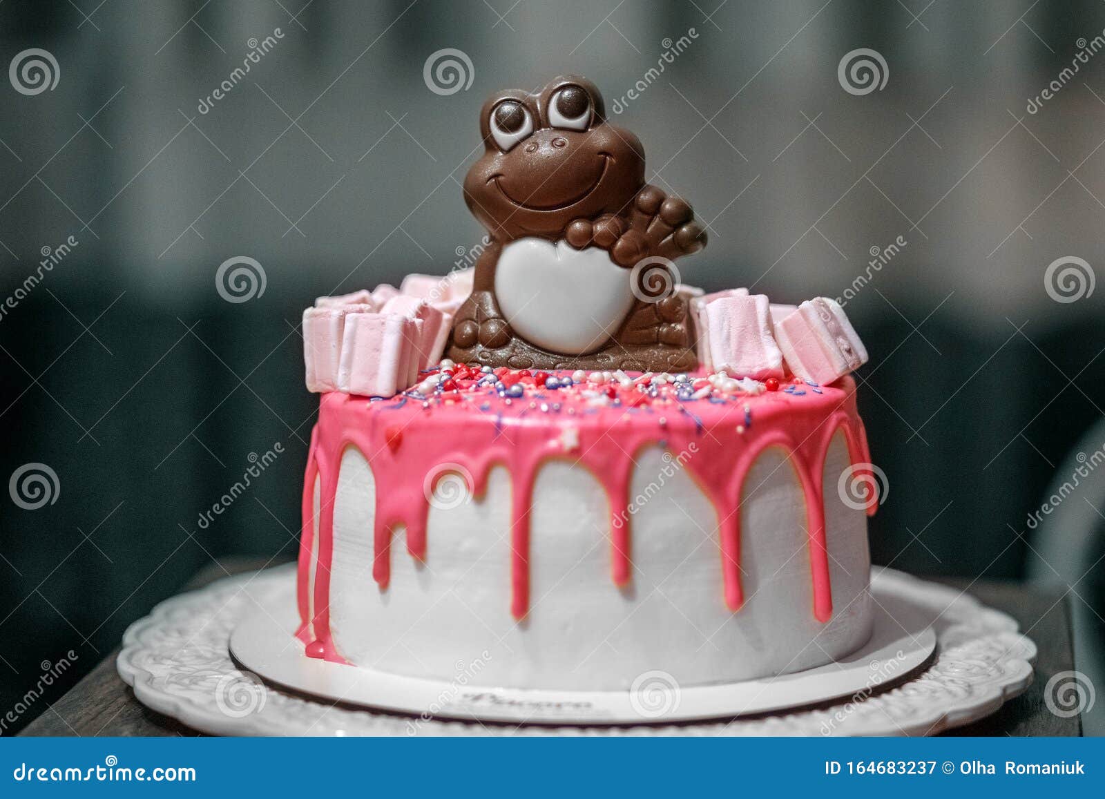 Delicious Cake with Chocolate Toad and Marshmallows. the Concept of ...