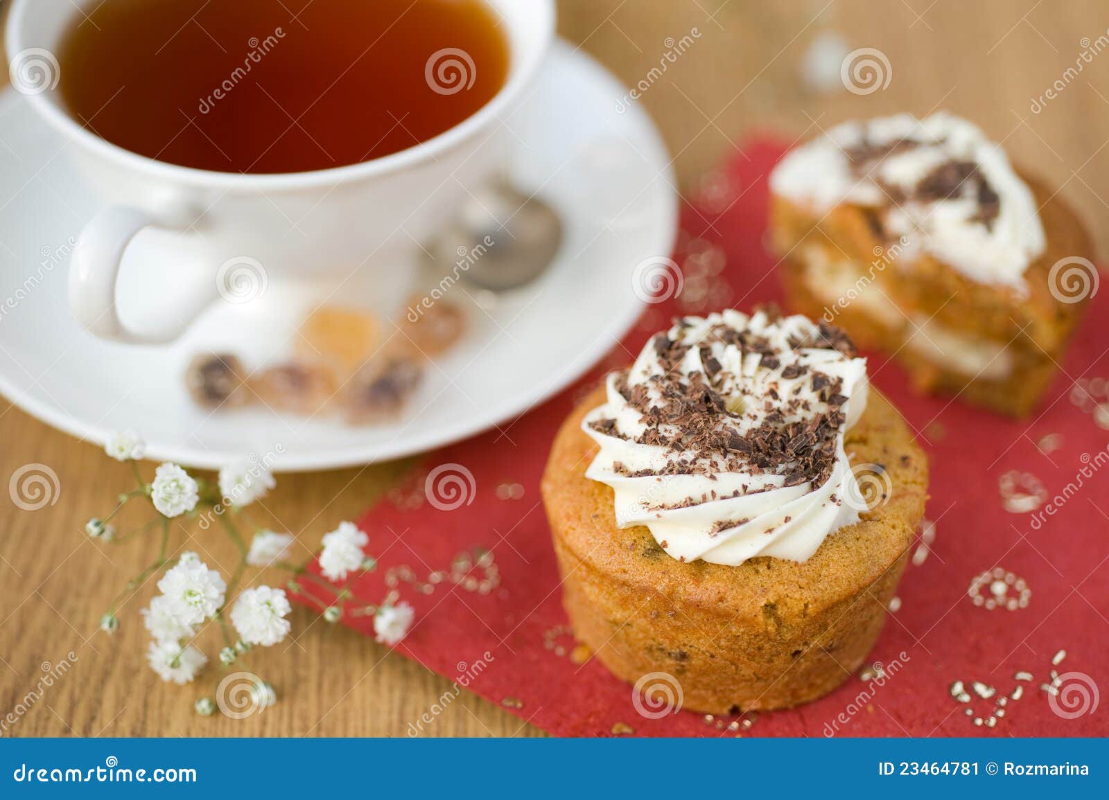 Delicious Cake and a Cup of Tea Stock Image - Image of fresh, gourmet ...