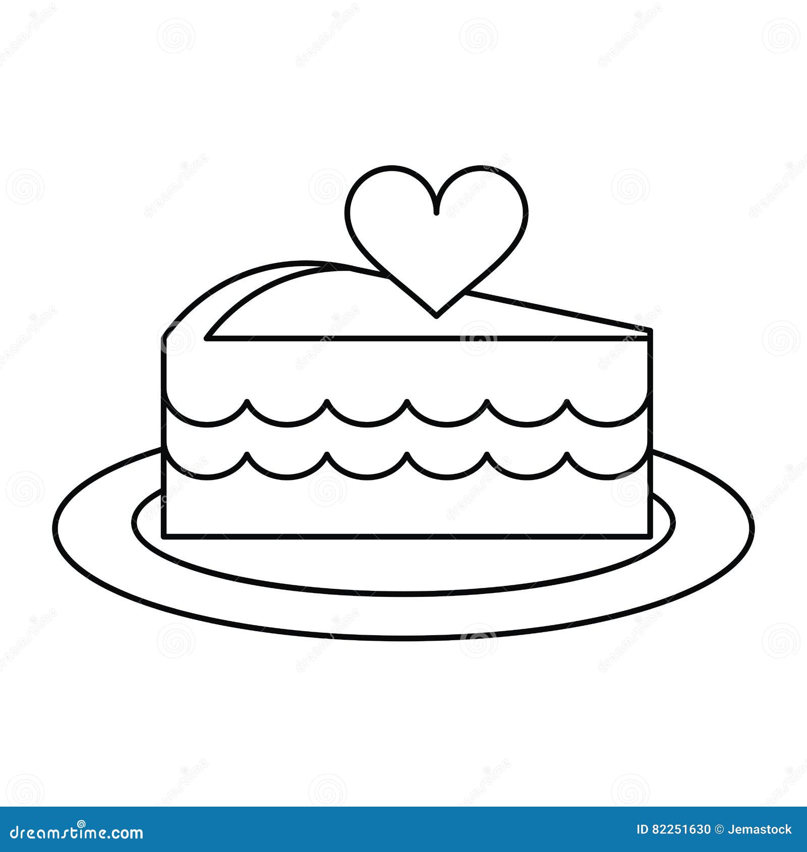 Delicious Cake with Love Heart Outline Stock Vector - Illustration of ...