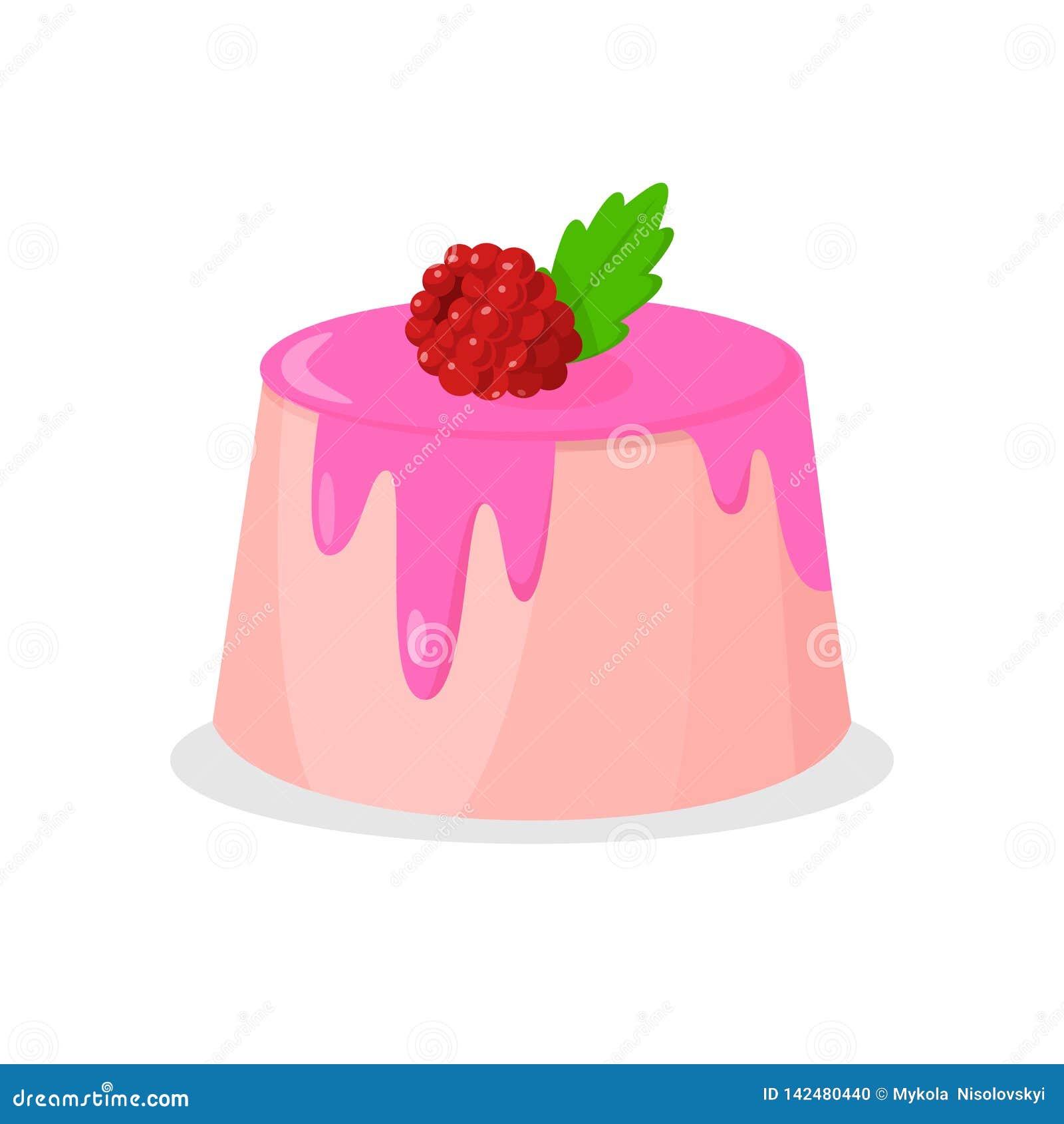 Delicious Cake with Raspberry Vector Illustration Stock Vector ...