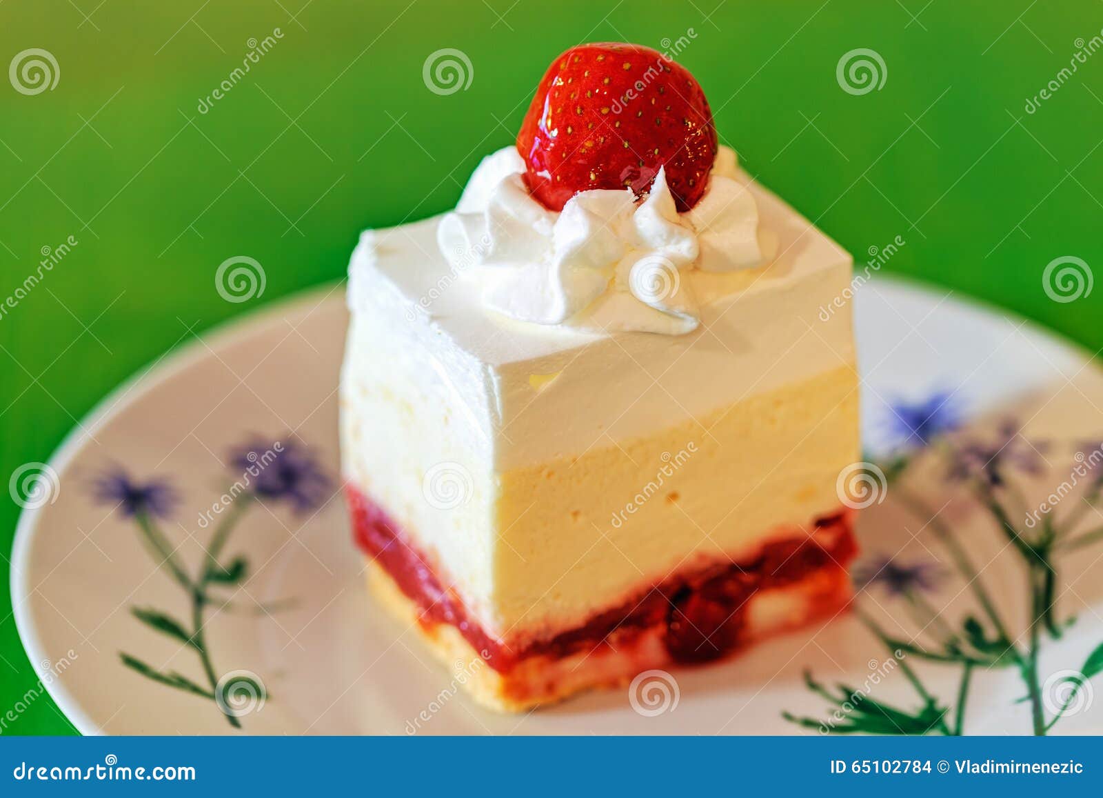 Delicious cake slice stock photo. Image of dish, cream - 65102784