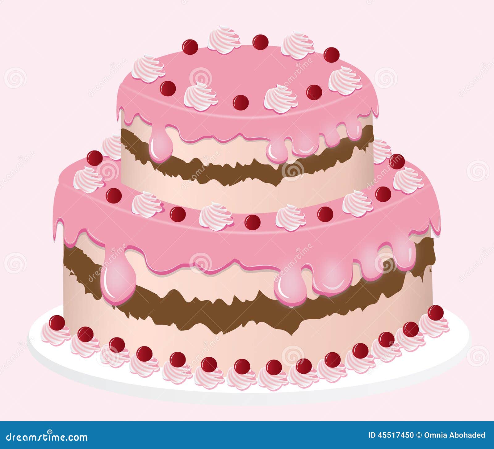 Delicious Cake Vector Set on Pink Background Stock Illustration ...
