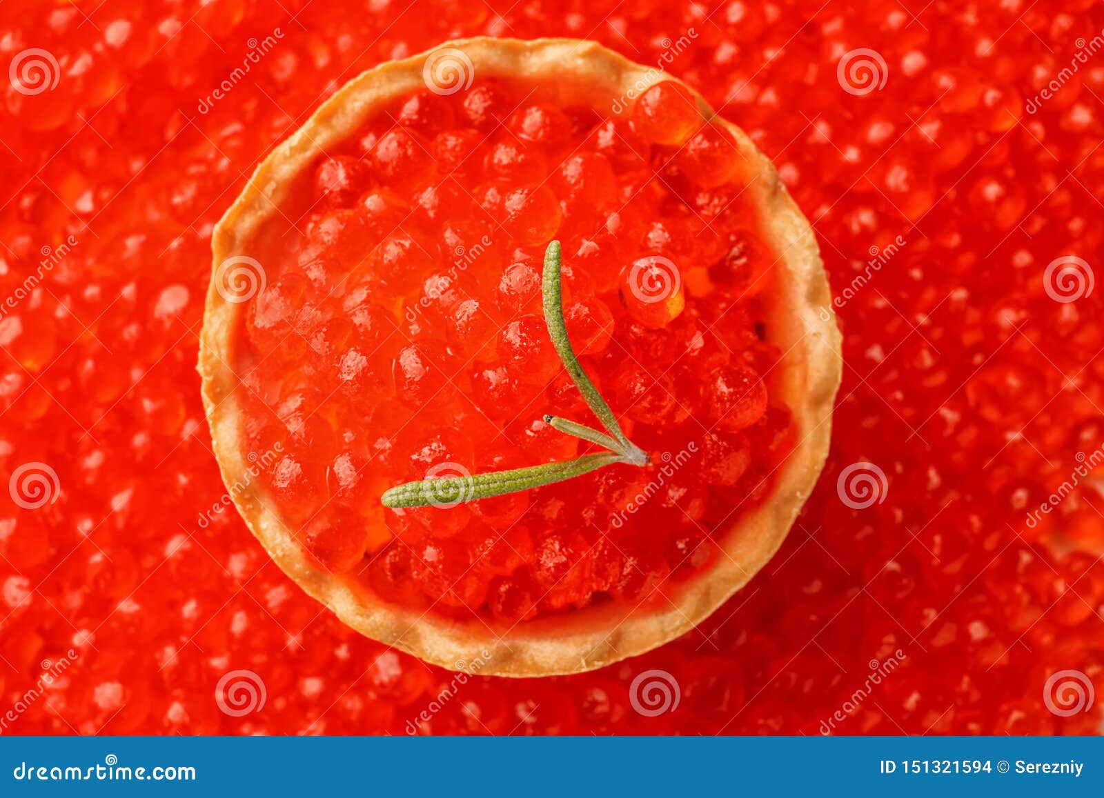 Delicious Canape with Red Caviar, Top View Stock Photo - Image of ...