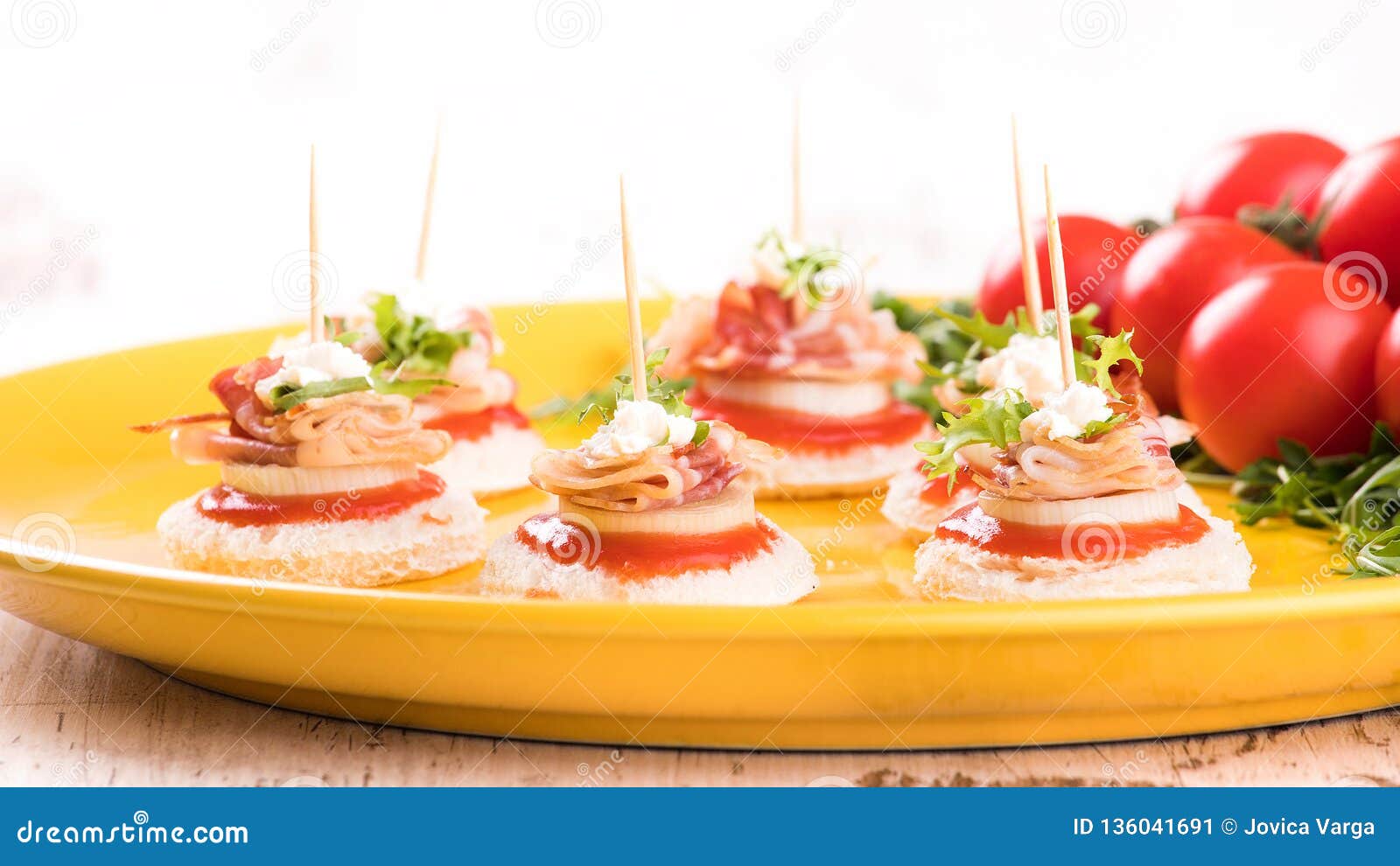 Canapes with bacon stock image. Image of fresh, background - 136041691