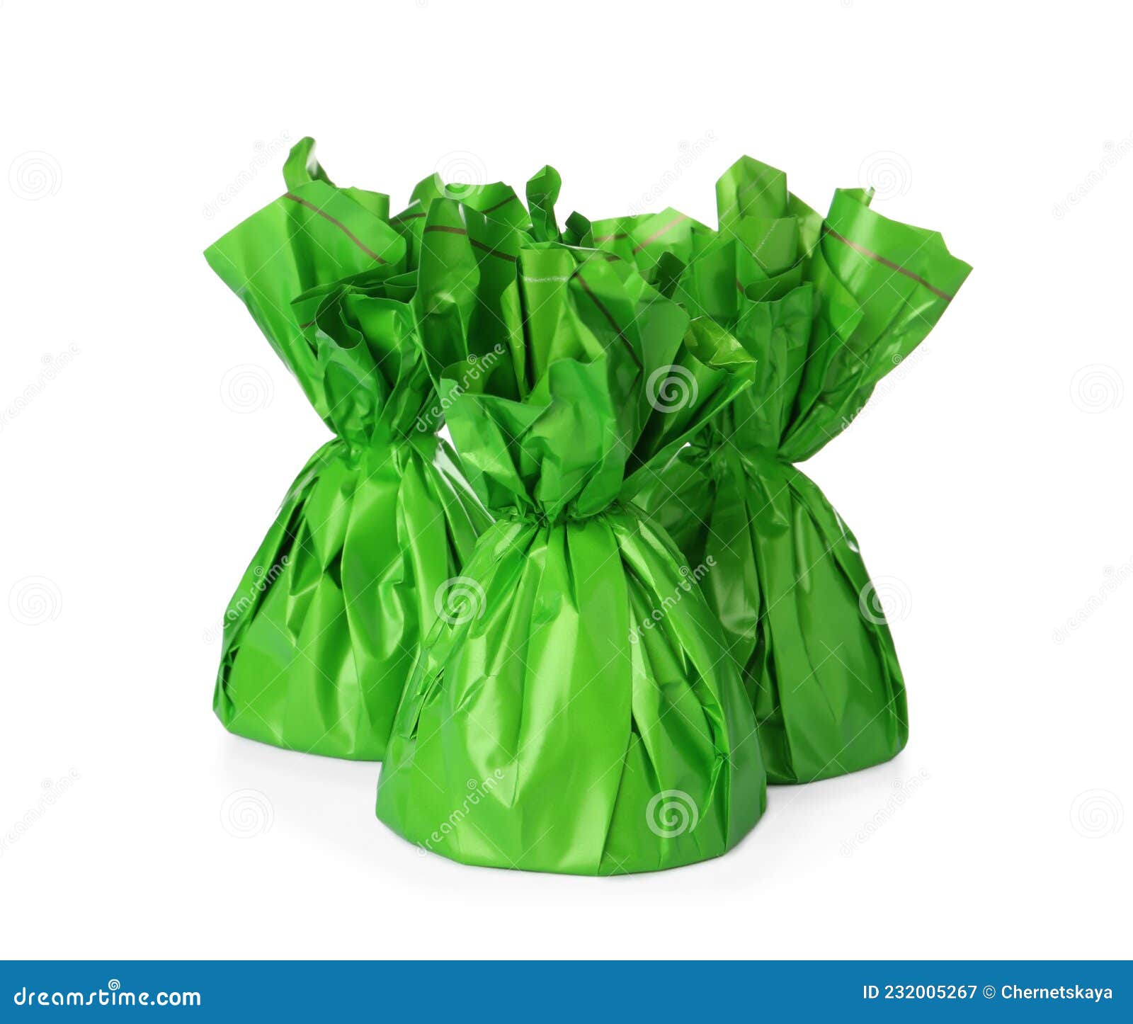 Delicious Candies in Green Wrappers on White Background Stock Image ...
