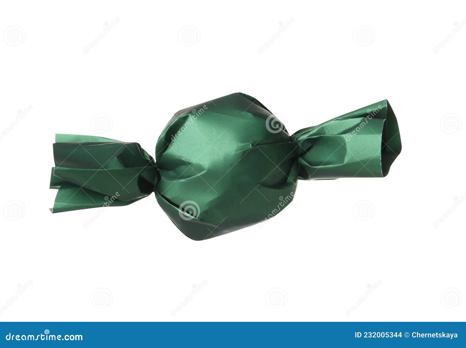 Delicious Candy in Dark Green Wrapper Isolated on White Stock Photo ...