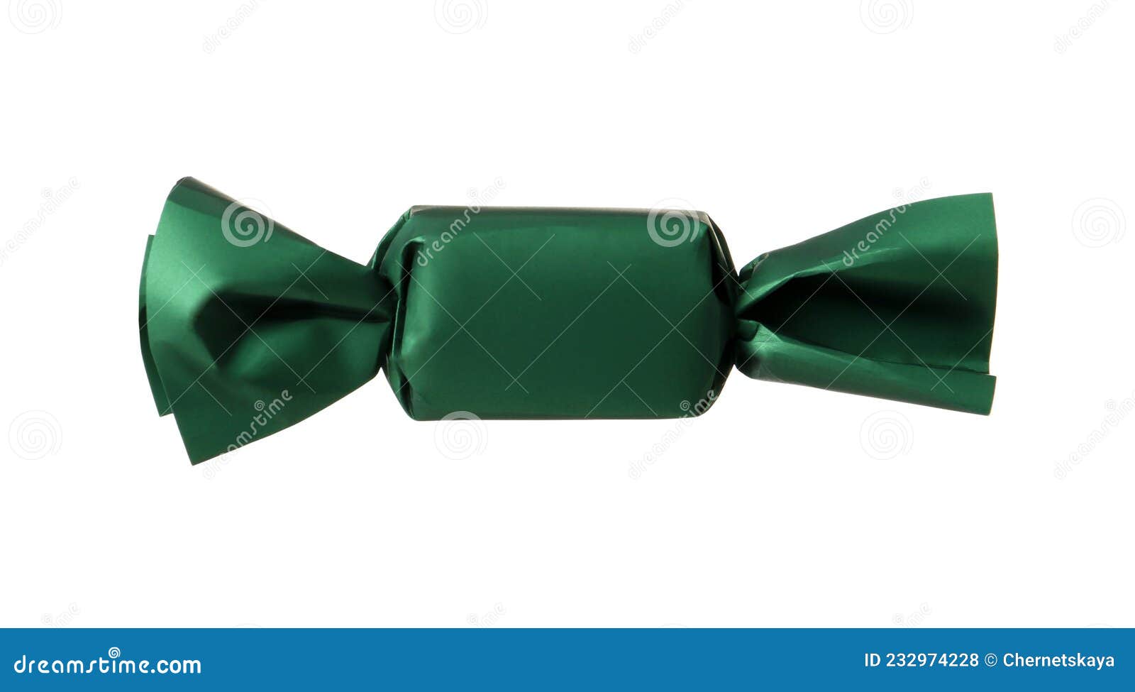 Delicious Candy in Dark Green Wrapper Isolated on White Stock Photo ...