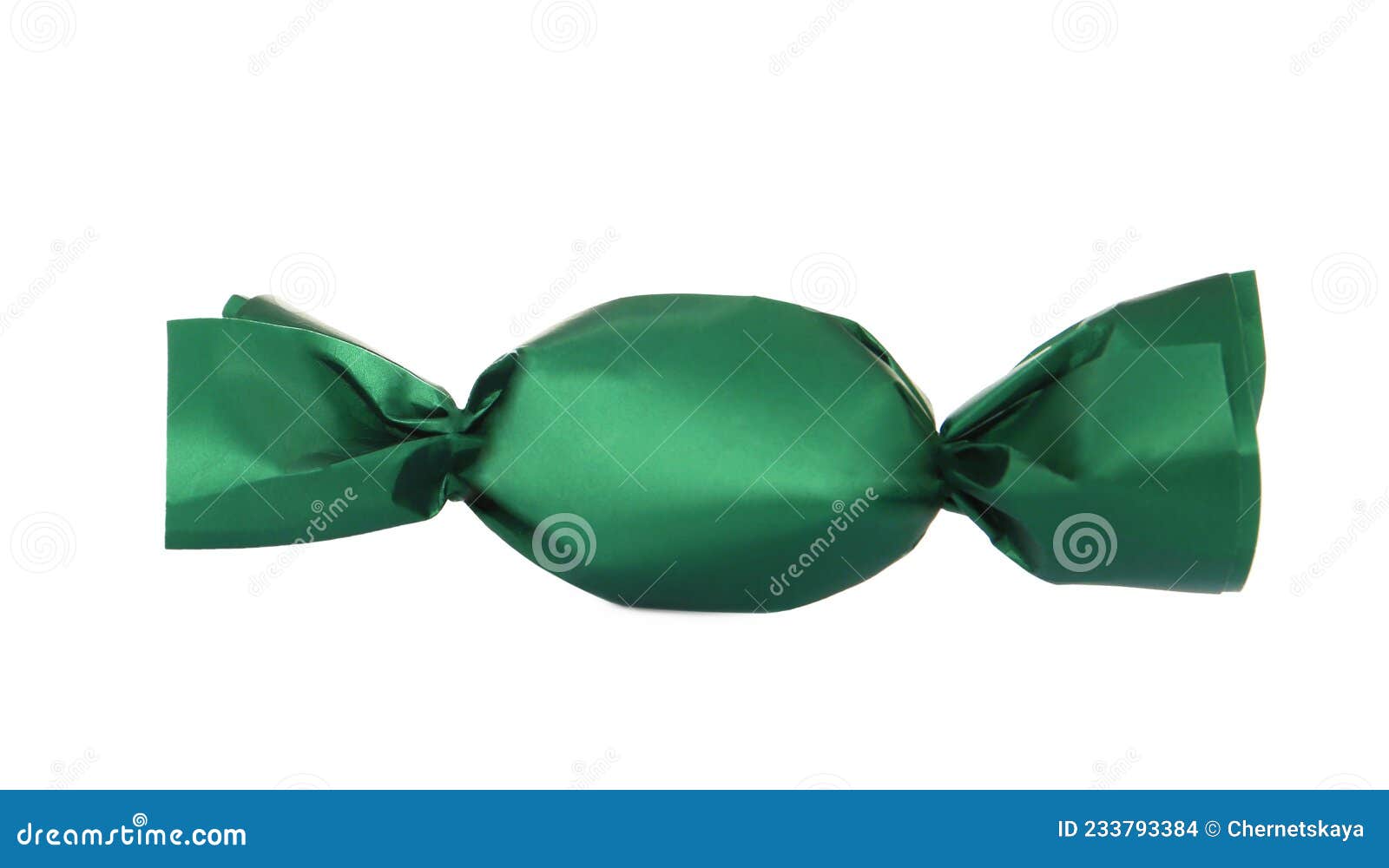 Delicious Candy in Dark Green Wrapper Isolated on White Stock Photo ...