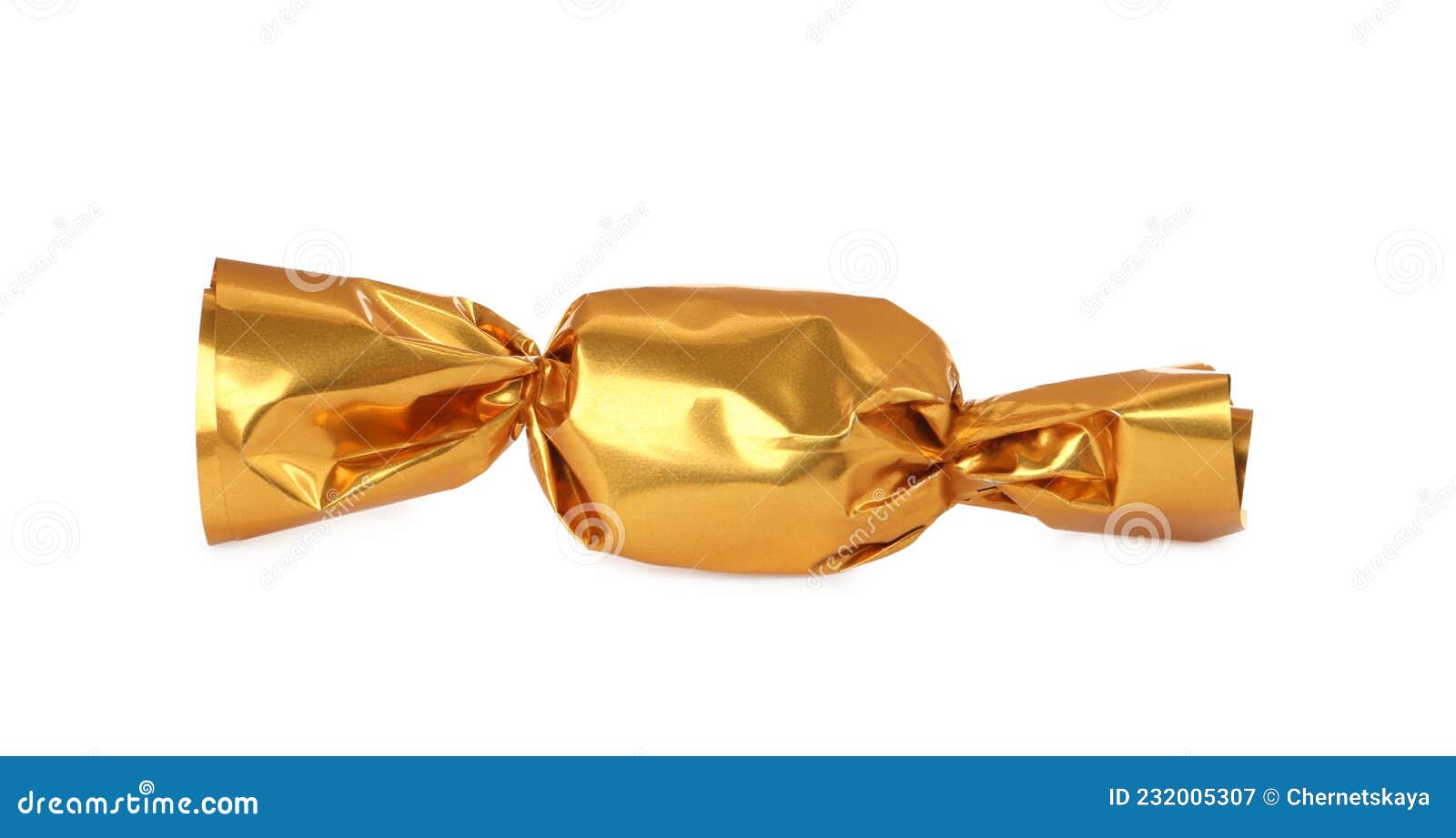 Delicious Candy in Golden Wrapper Isolated on White Stock Image - Image ...