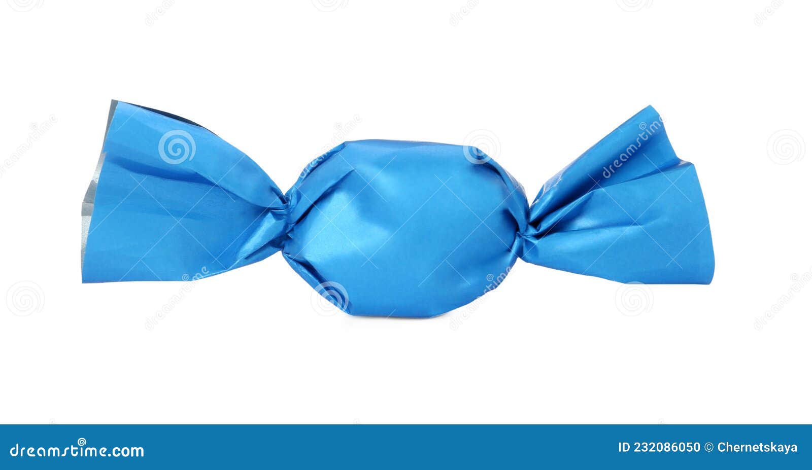 Delicious Candy in Light Blue Wrapper Isolated on White Stock Photo ...