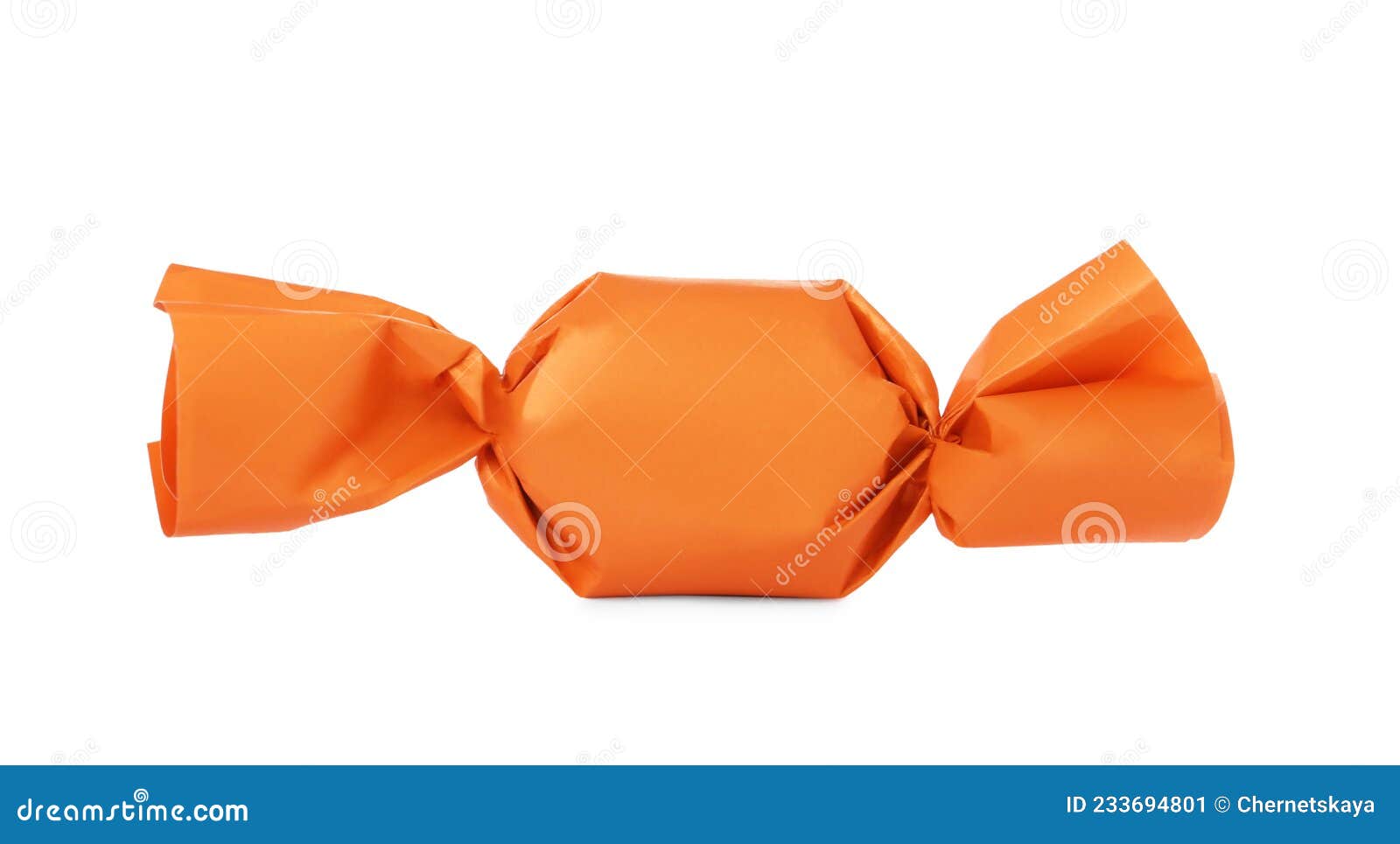 Delicious Candy in Orange Wrapper Isolated on White Stock Image - Image ...