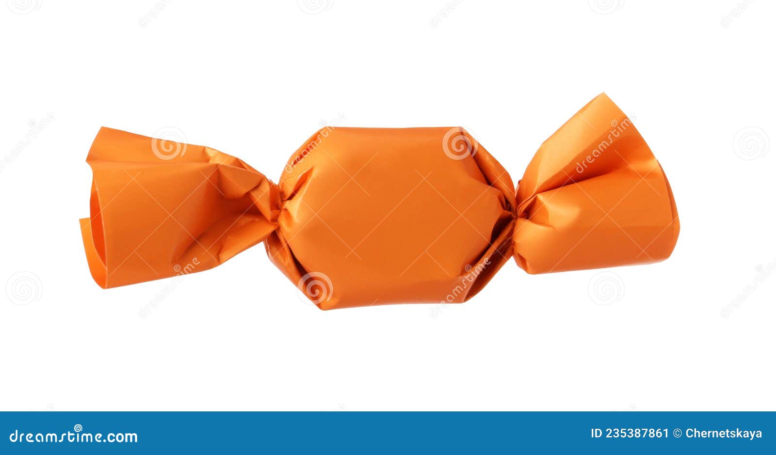 Delicious Candy in Orange Wrapper Isolated on White Stock Image - Image ...