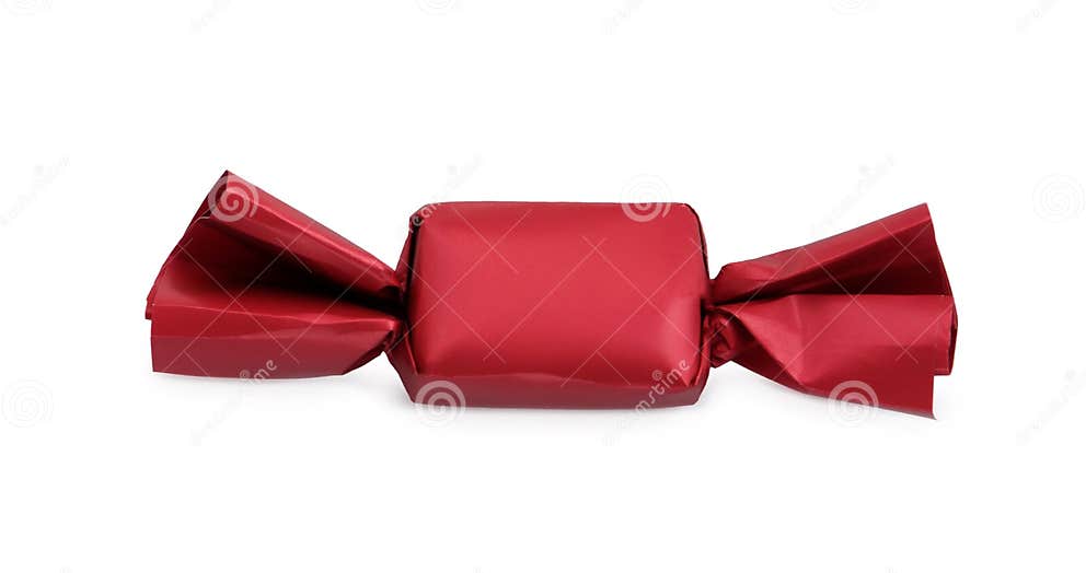 Delicious Candy in Red Wrapper Isolated on White Stock Image - Image of ...