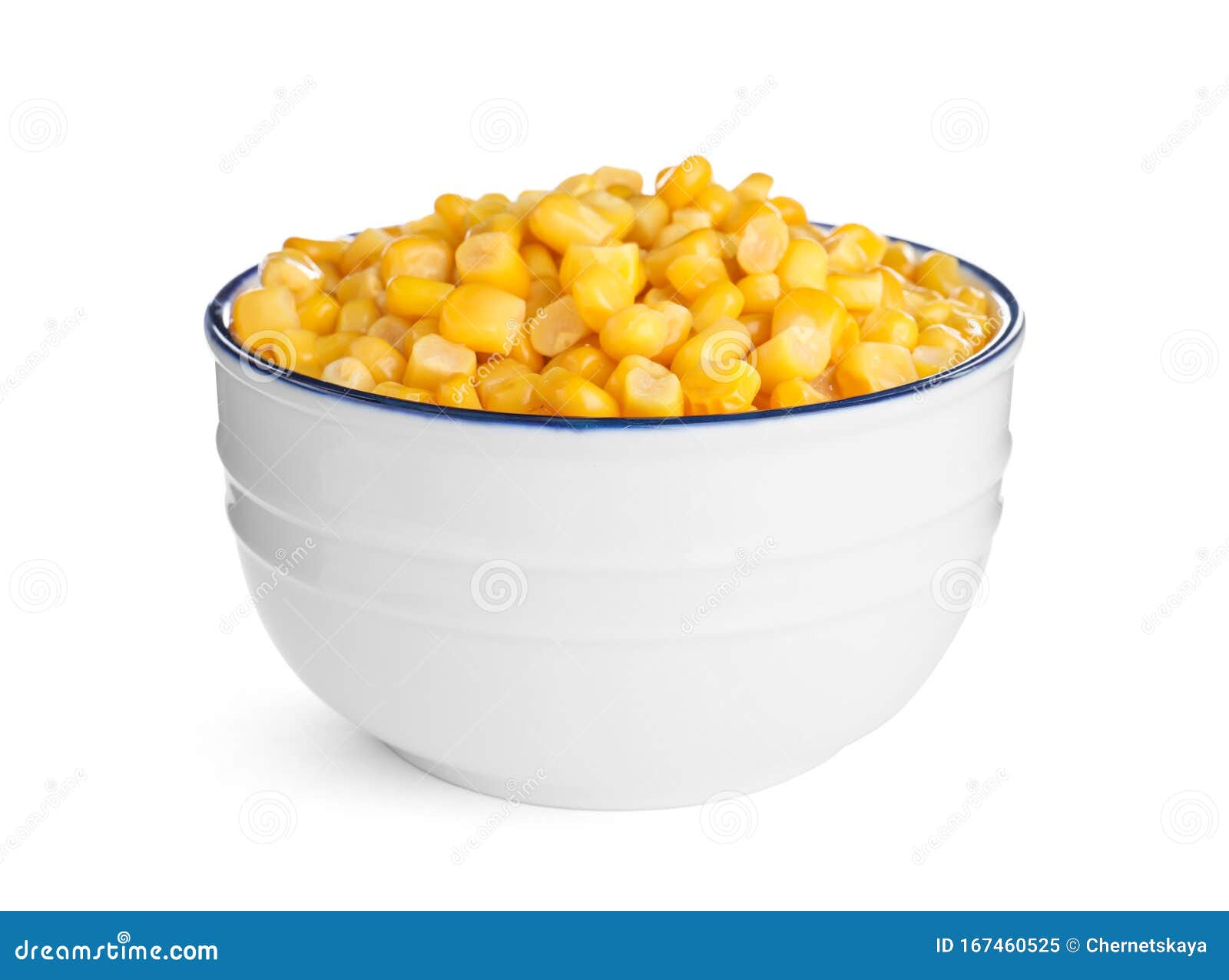 Delicious Canned Corn in Bowl on White Stock Image - Image of golden ...