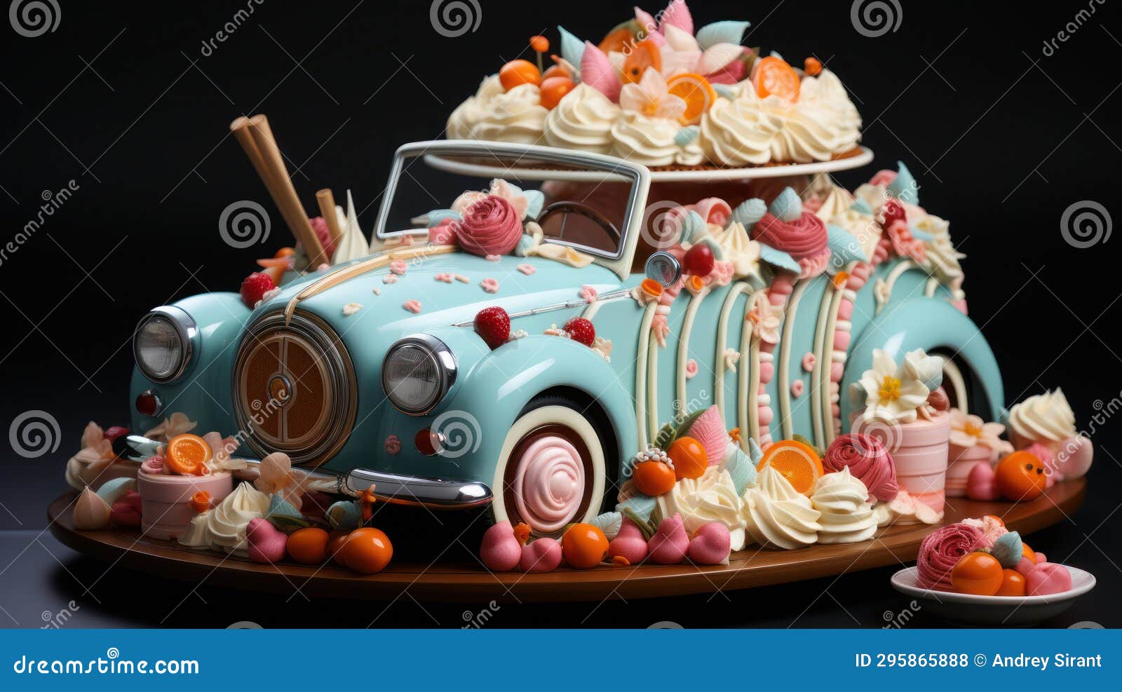 Delicious Car Shaped Cake Made of Fondant Stock Illustration ...