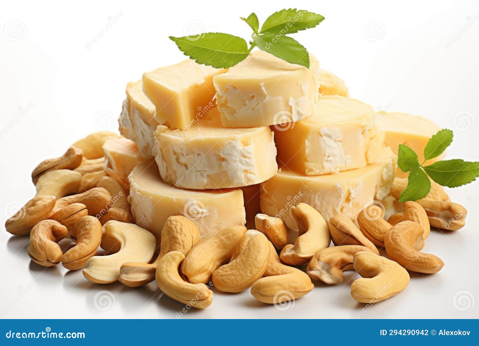 Delicious Cashew Cheese on White Background AI Generated Stock ...