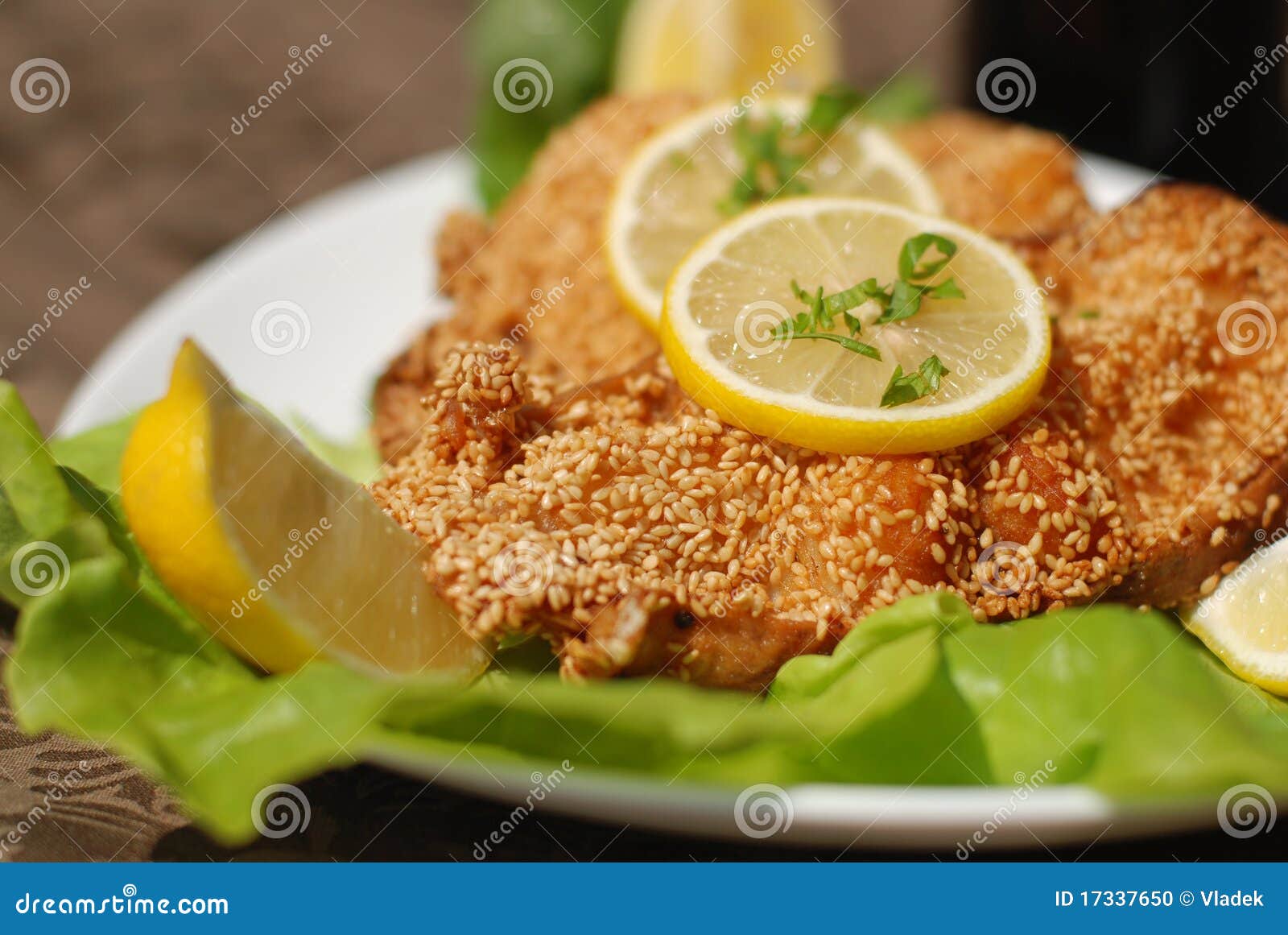 Delicious catfish escalope stock photo. Image of meal - 17337650