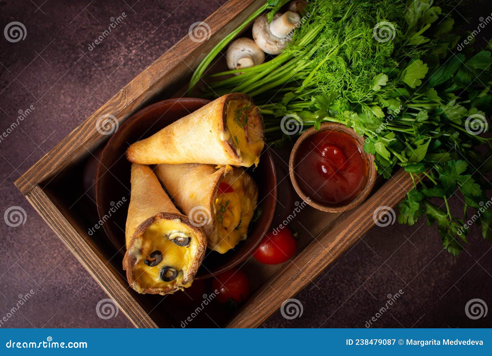 Delicious Cheese Vegetarian Cone Pizza. Stock Image - Image of snack ...