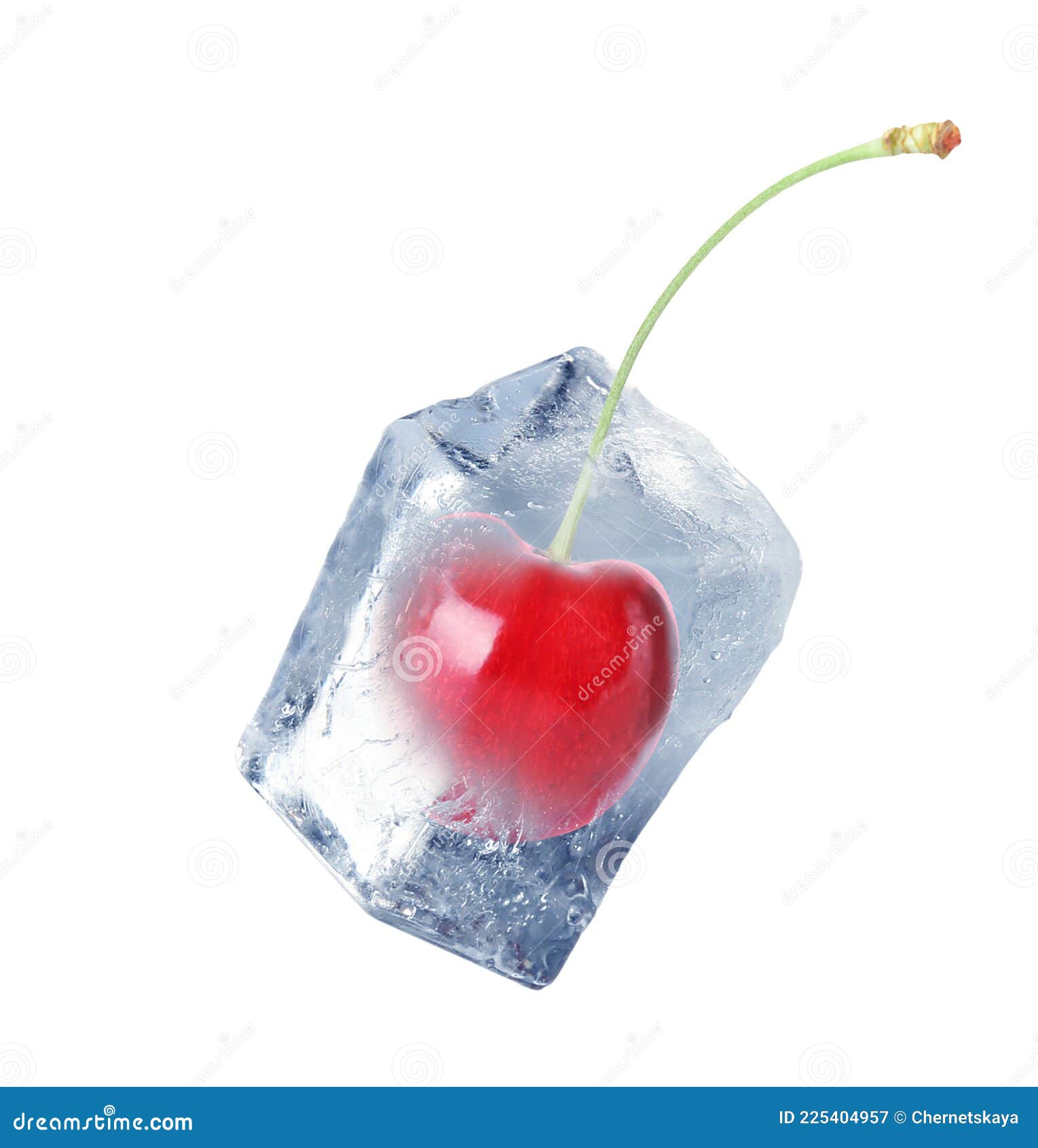 Delicious Cherry Frozen in Ice on White Stock Image - Image of berry ...